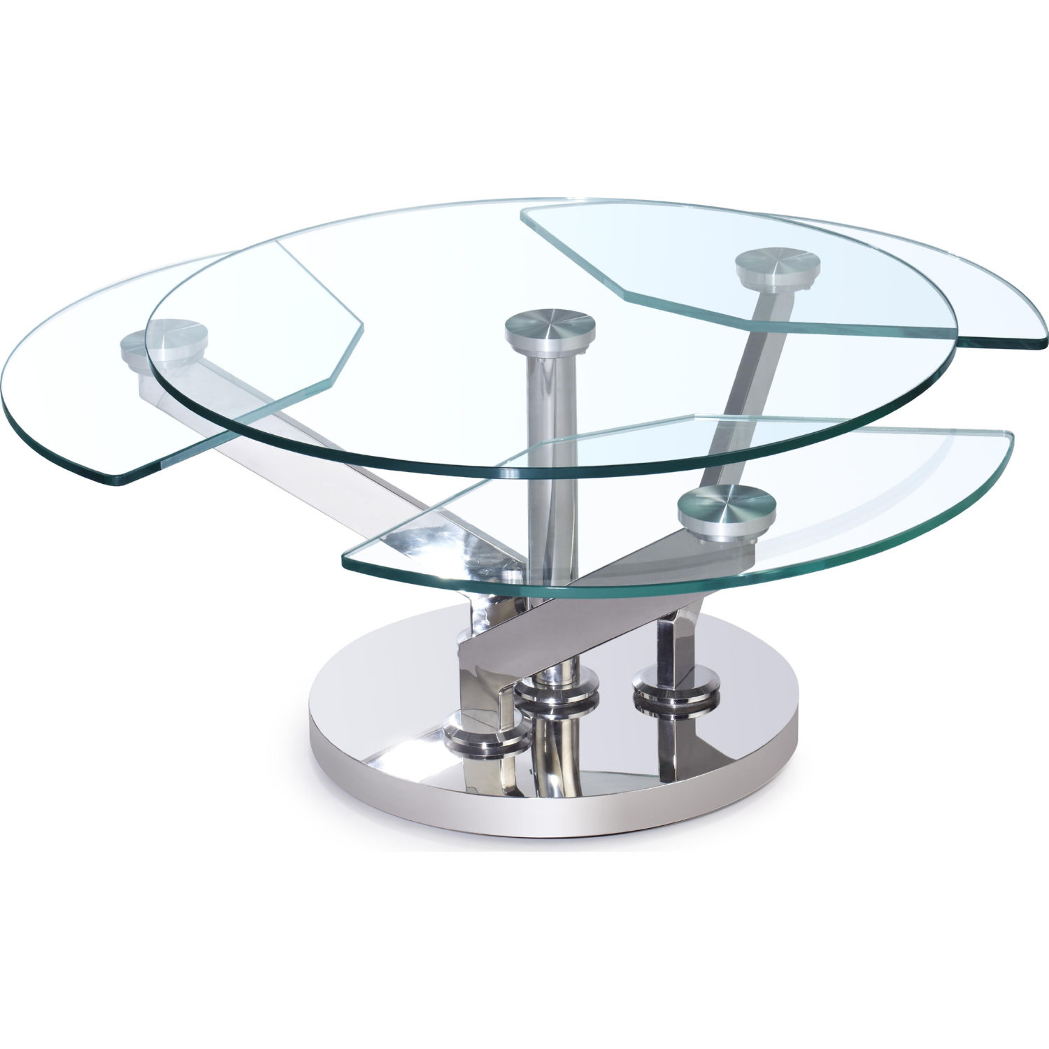 Chintaly 8081-CT-MB+T 8081 Cocktail Table in Glass & Polished Stainless
