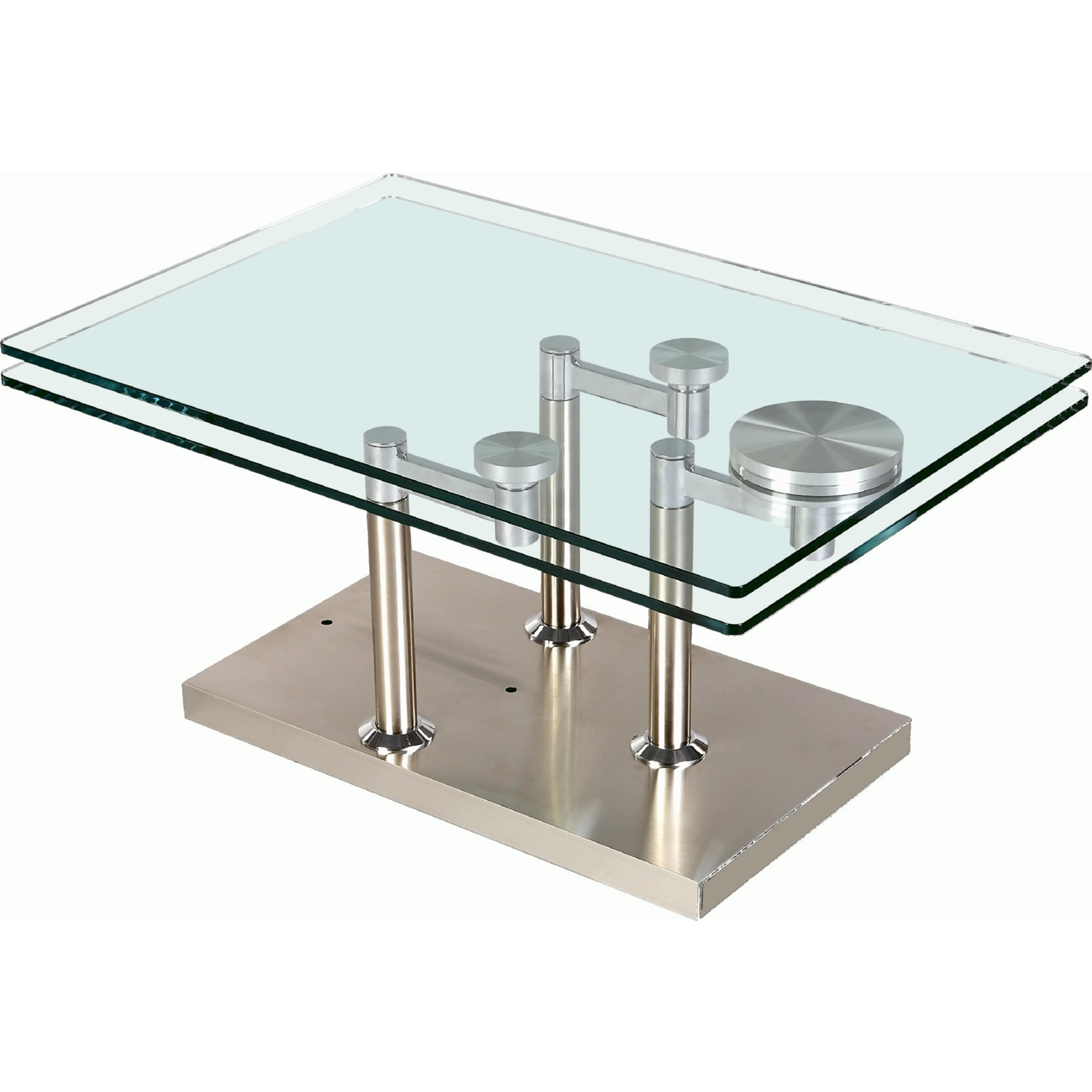 Chintaly 8164-CT-B-T 8164 Motion Coffee Cocktail Table in Glass & Stainless