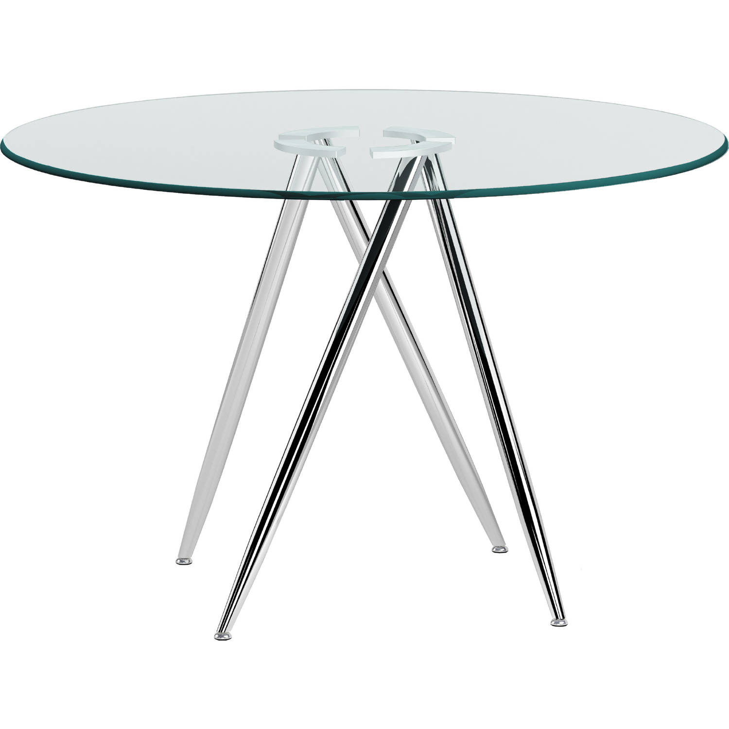 Chintaly BEATRIZ-DT Beatriz 47" Round Dining Table in Tempered Glass ...