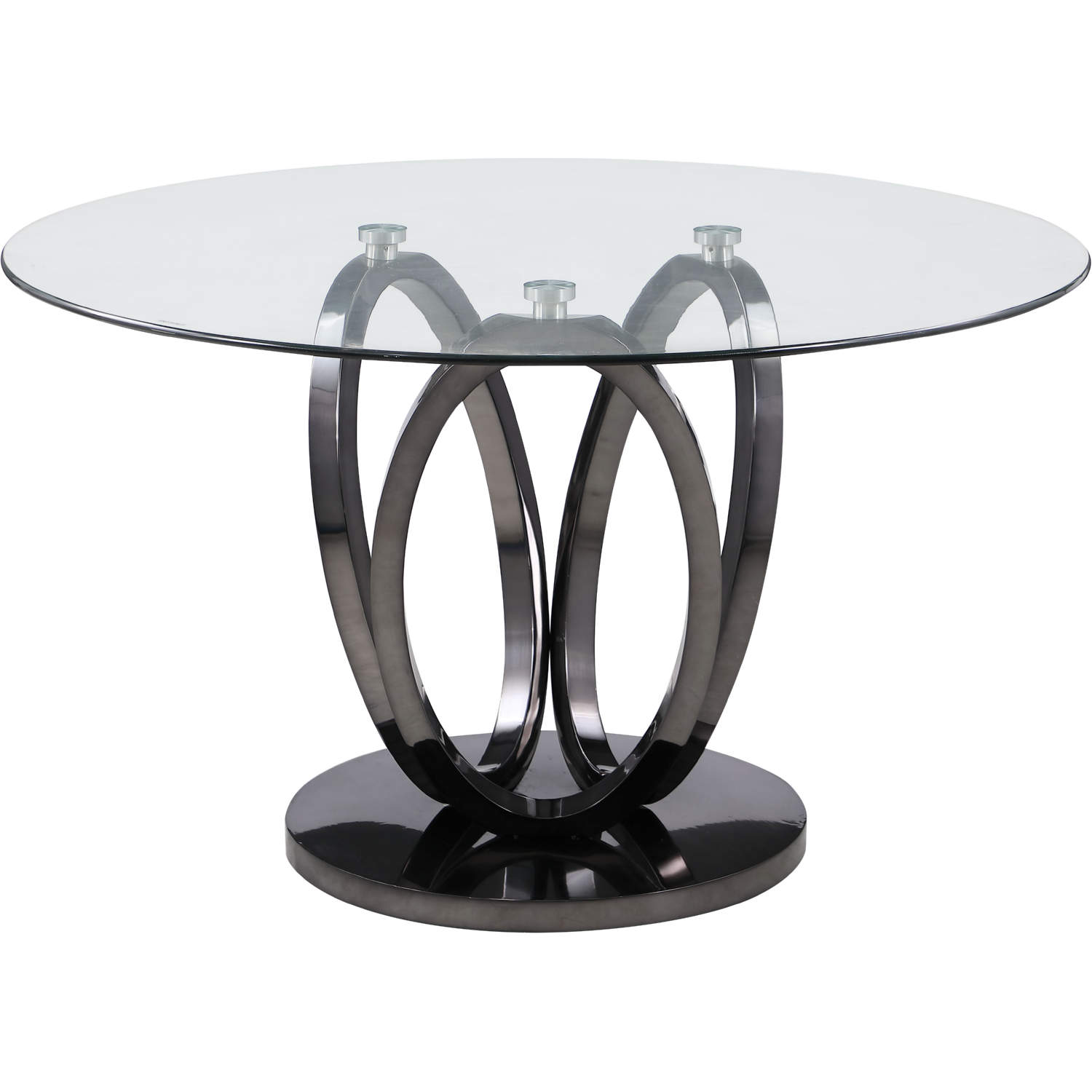 Chintaly EVELYN-DT-BKC Evelyn 51" Round Dining Table in Glass & 3 Ring ...