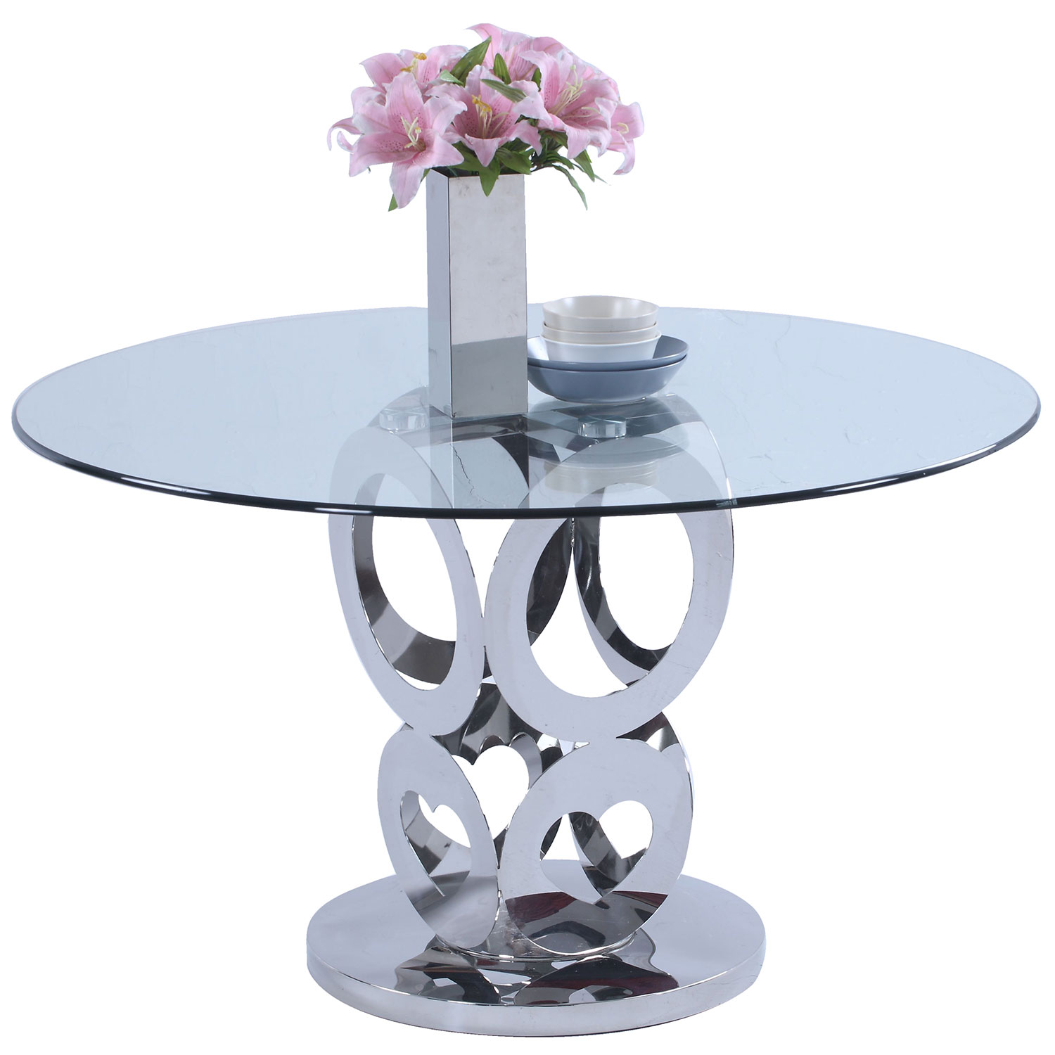 Chintaly RAEGAN-DT-B-M-T Raegan 51" Round Dining Table in Polished ...