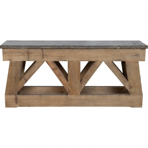 Classic Home 51030309 Marbella 72" Console Table in Stone & Reclaimed Pine
