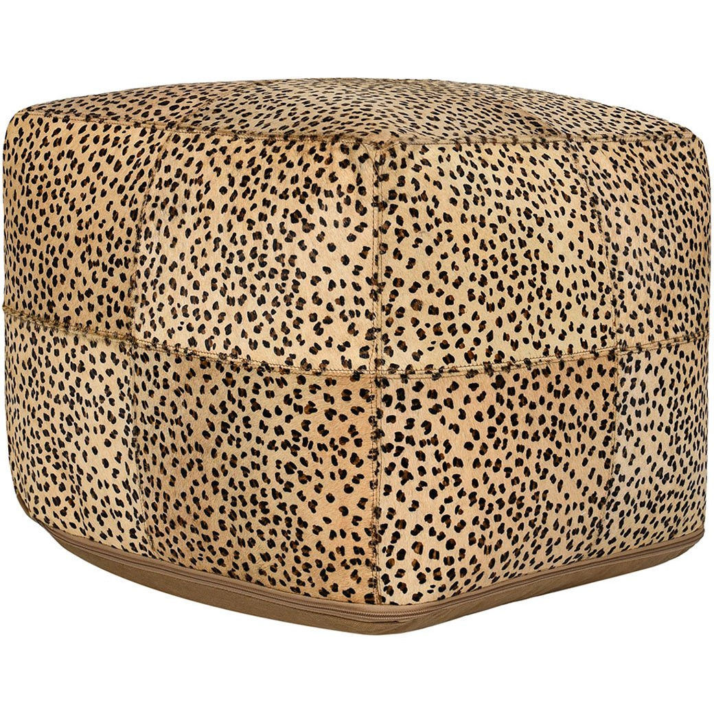 Classic Home VP12222 Hide Pouf Ottoman in Leopard Print Hair on Hide