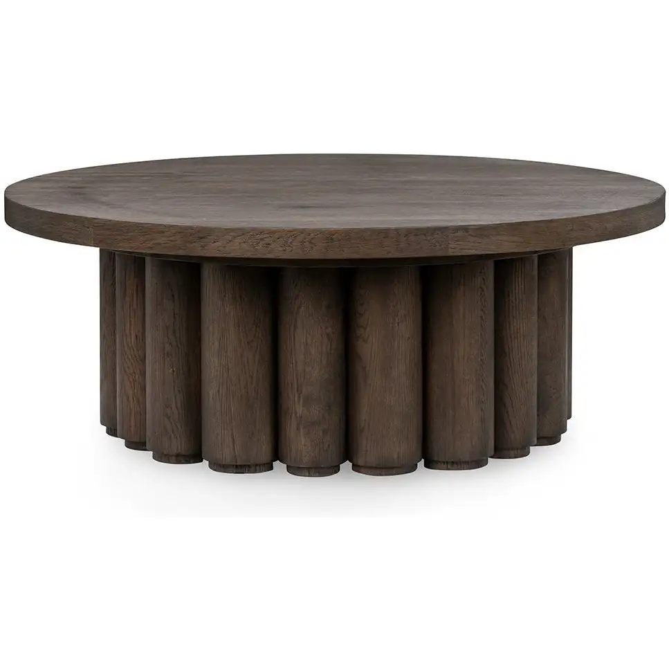 Classic Home 51031736 Tiber Round Coffee Table in Toasted Brown Solid Wood