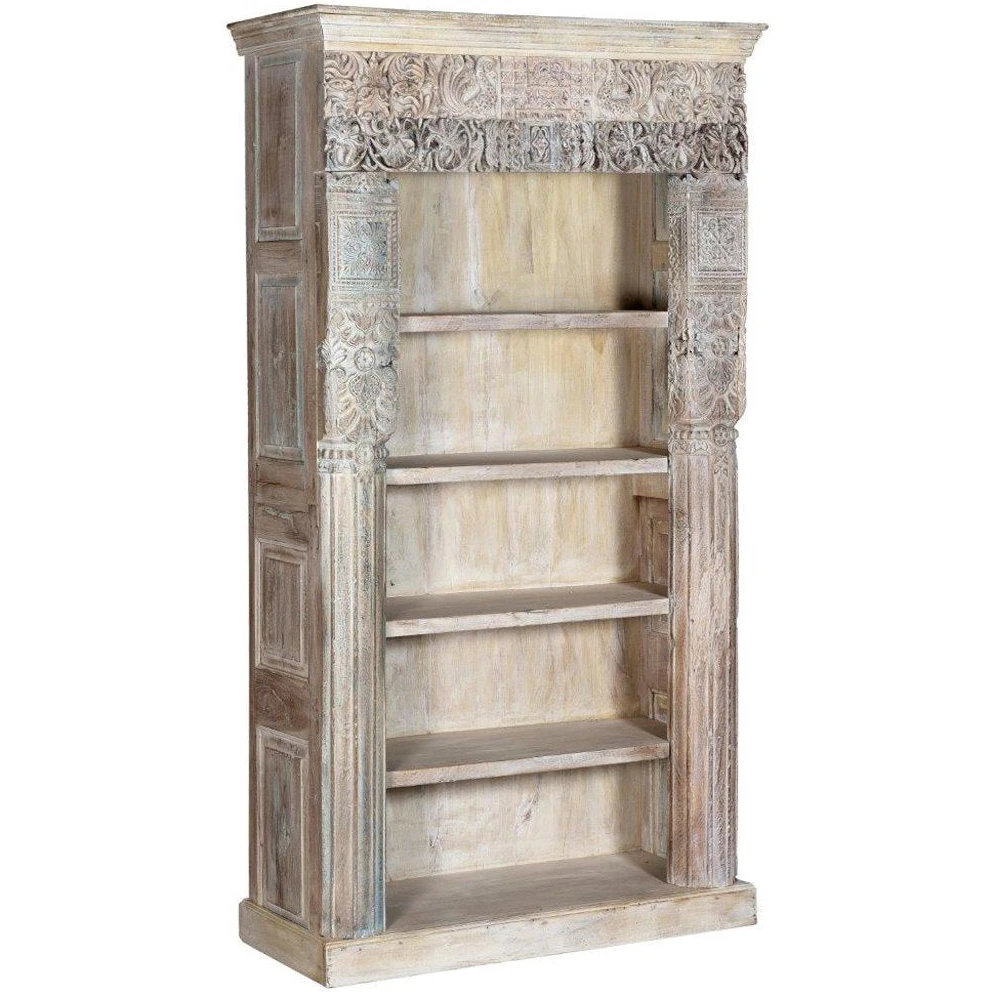 Classic Home 59026906 Alta Tall Carved Panel Bookcase in Bleached White ...