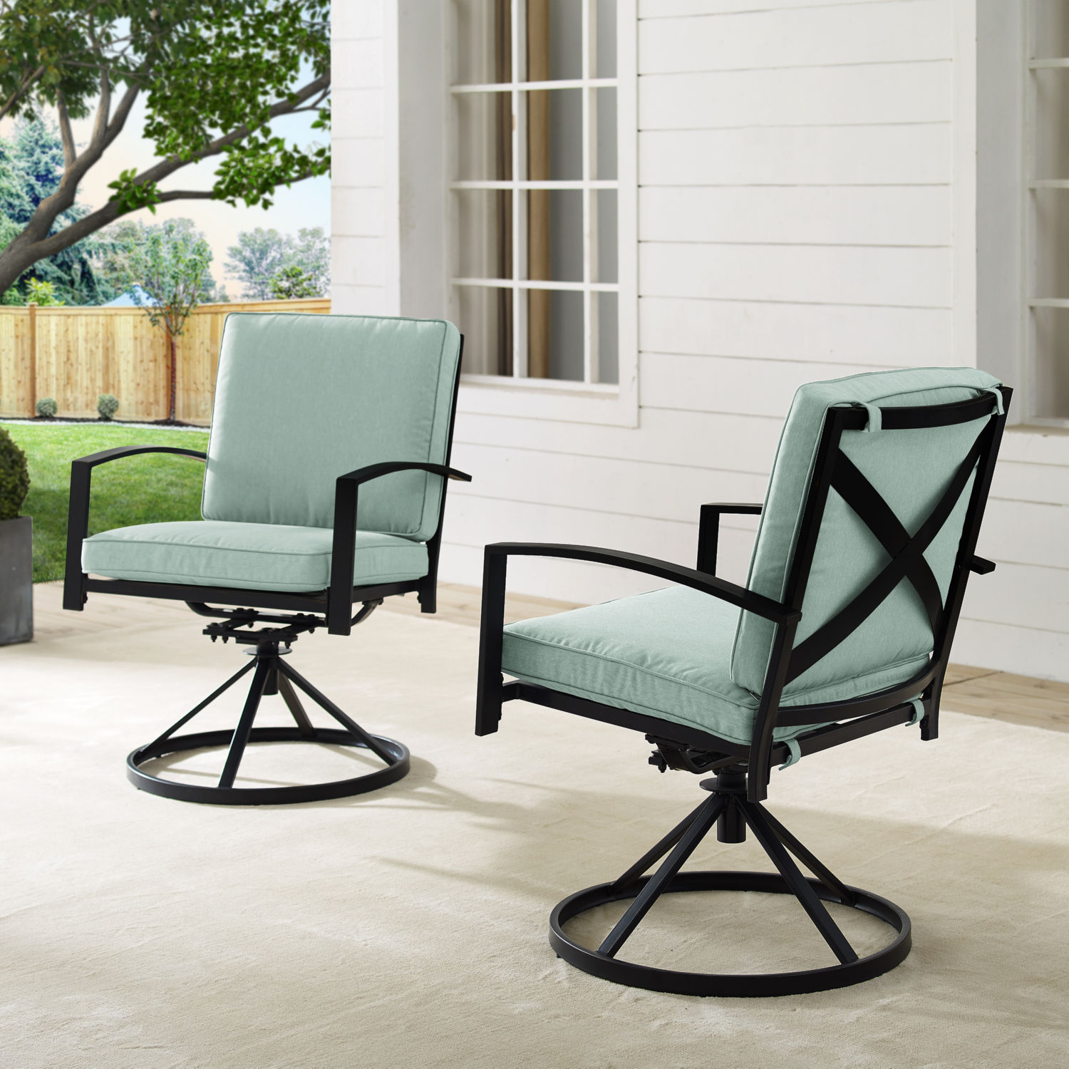 Crosley KO60026BZ-MI Kaplan Outdoor Swivel Dining Chair in Oil Rubbed ...