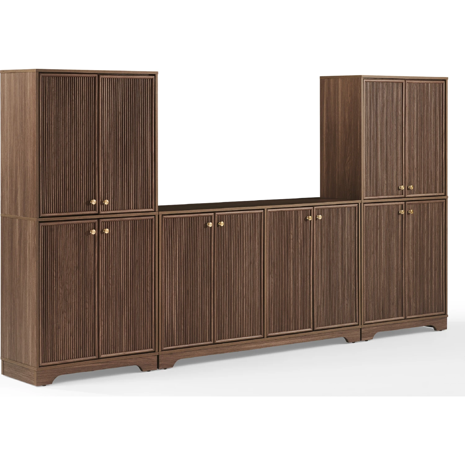 Crosley KF33082WA Naomi 3 Piece Sideboard & Pantry Set in Walnut Finish