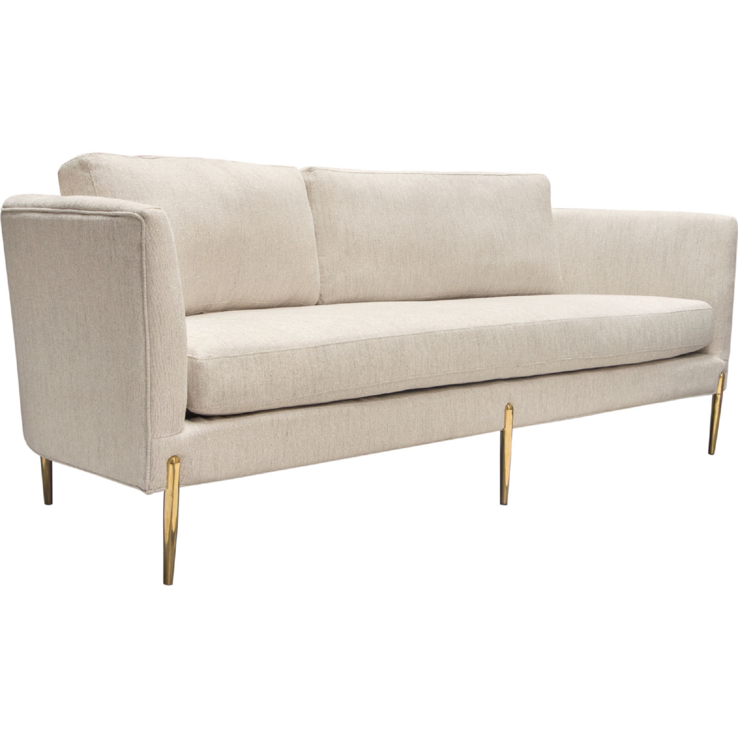 Diamond Sofa LANESOCM Lane Sofa in Light Cream Fabric on Gold Metal Legs