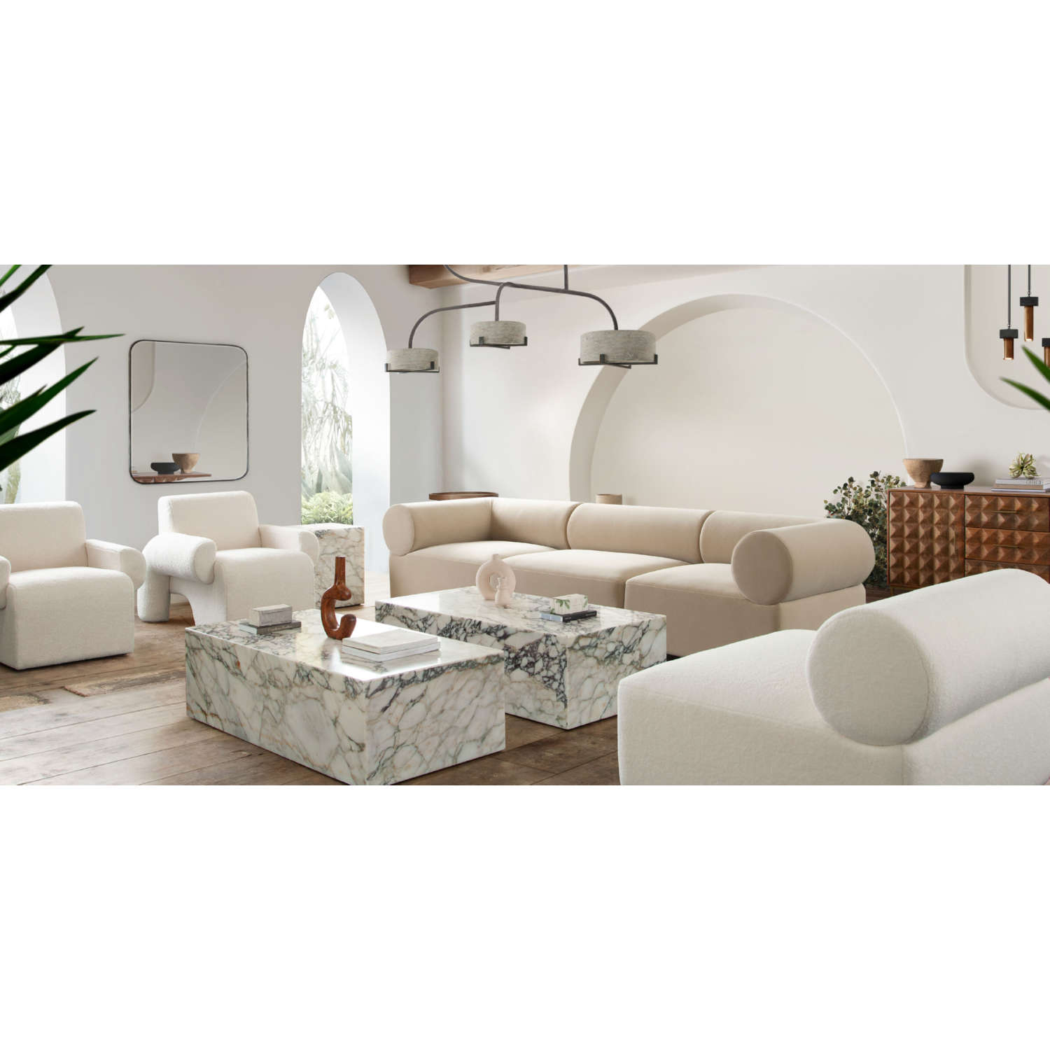 Diamond Sofa ZIA2SC1ACLCA Zia 3 Piece Modular Sofa in Light Camel Performance Velvet Fabric