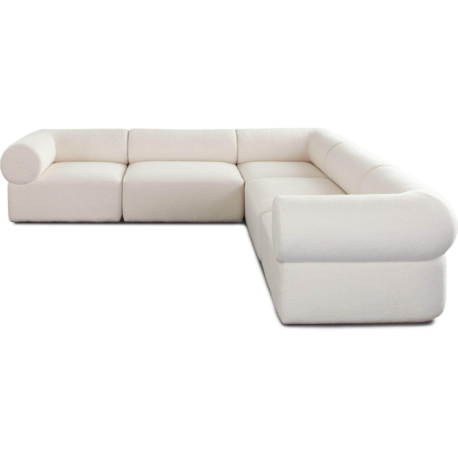 Diamond Sofa ZIA3SC2ACIV Zia 5 Piece Corner Sectional in Ivory Sherpa Fabric