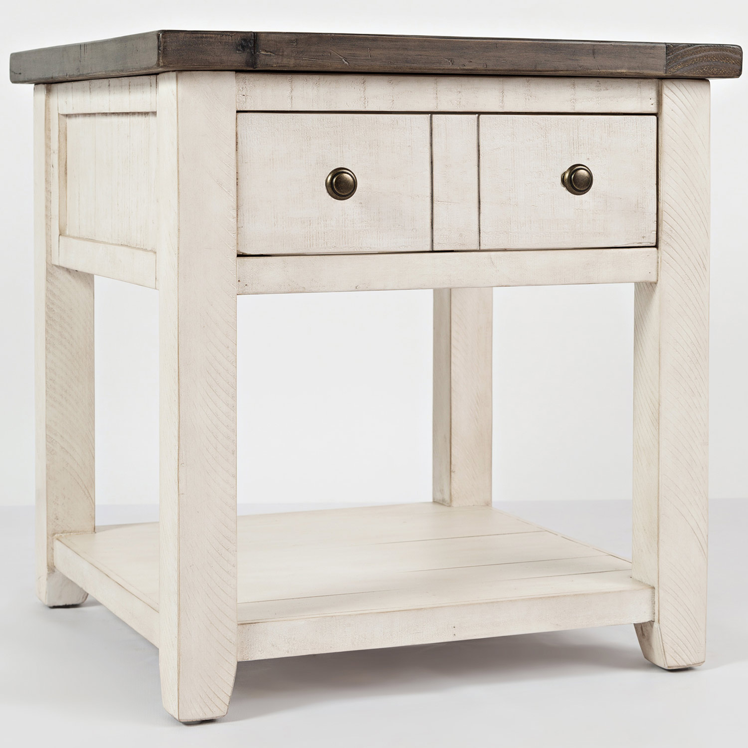 Jofran 1706-3 Madison County End Table in Vintage White & Barnwood