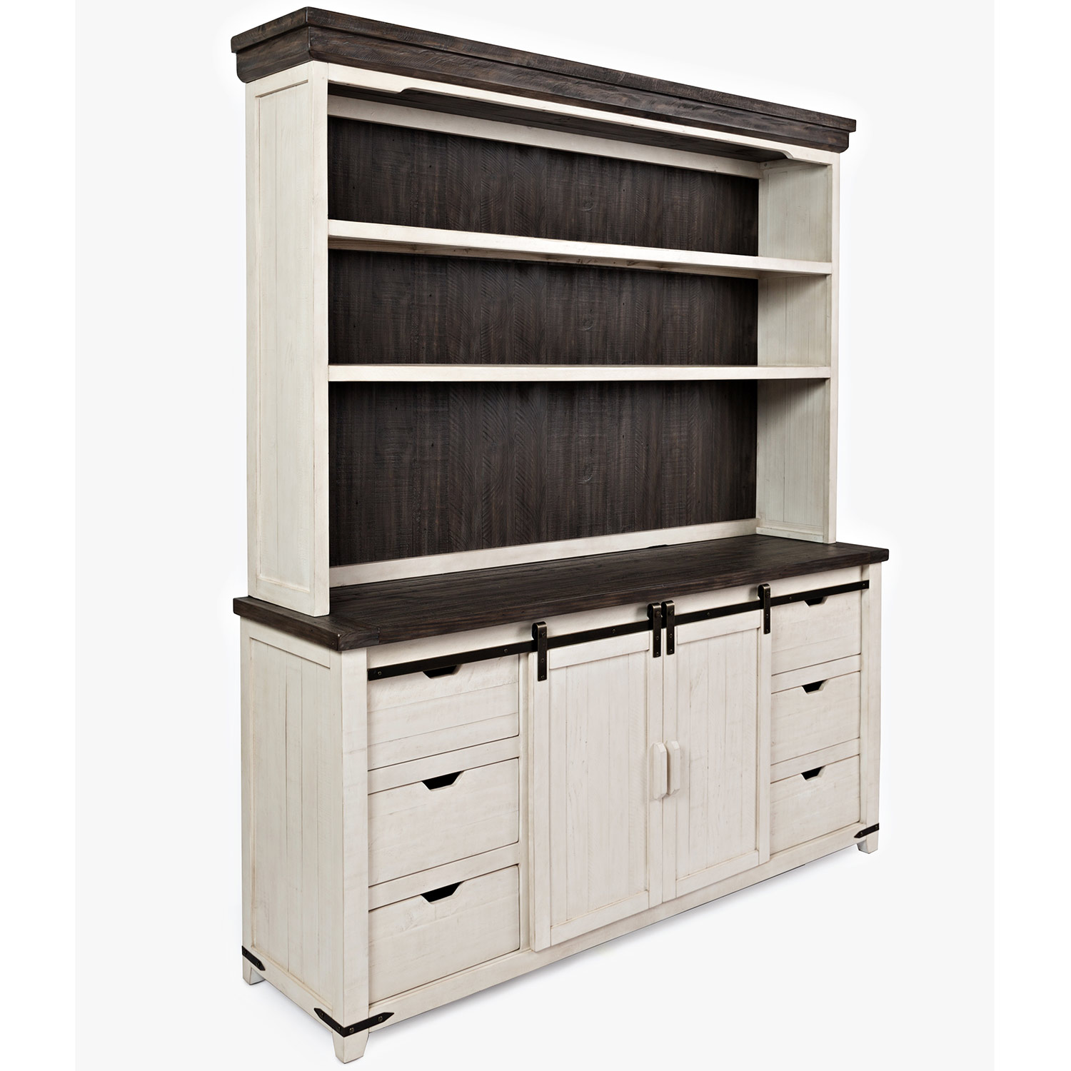Jofran 1706-7071KT Madison County Hutch Server in Vintage White & Barnwood