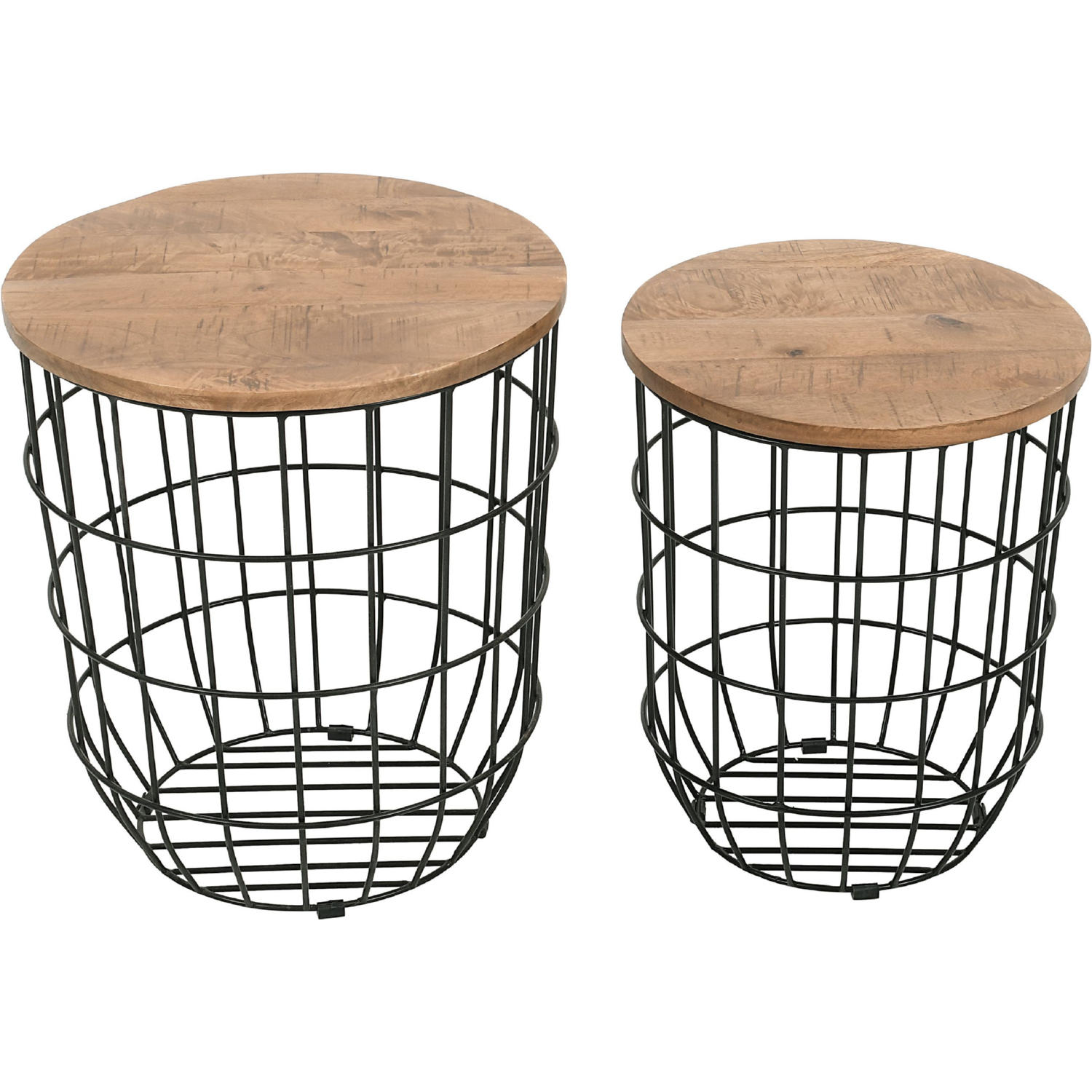 Jofran 2330-1815BL Rondo Nesting Basket End Tables in Wood & Black ...