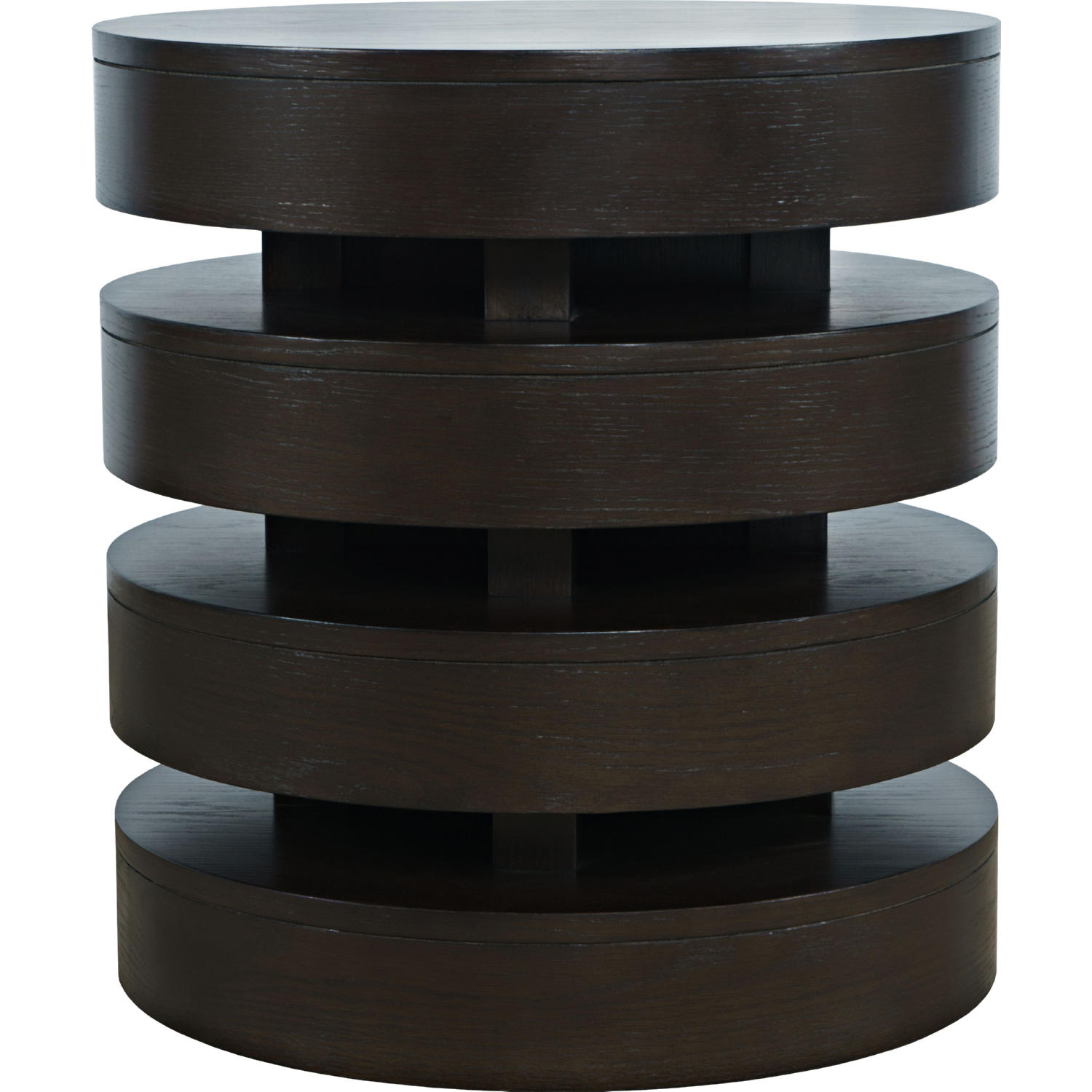Brix Floating Sculpture Layered Round End Table in Espresso Brown ...