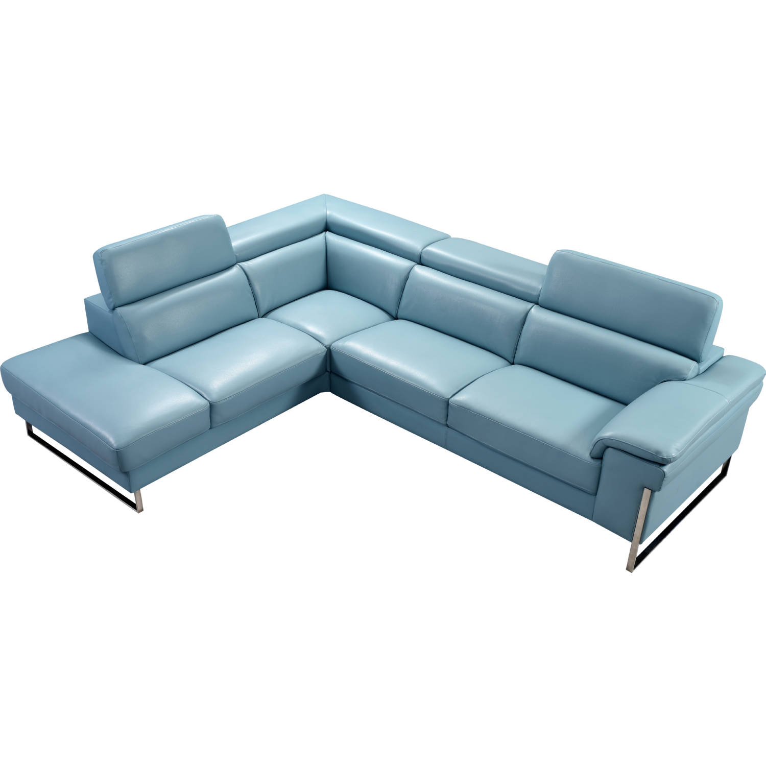 Light Blue Leather Sectional Sofa | Baci Living Room