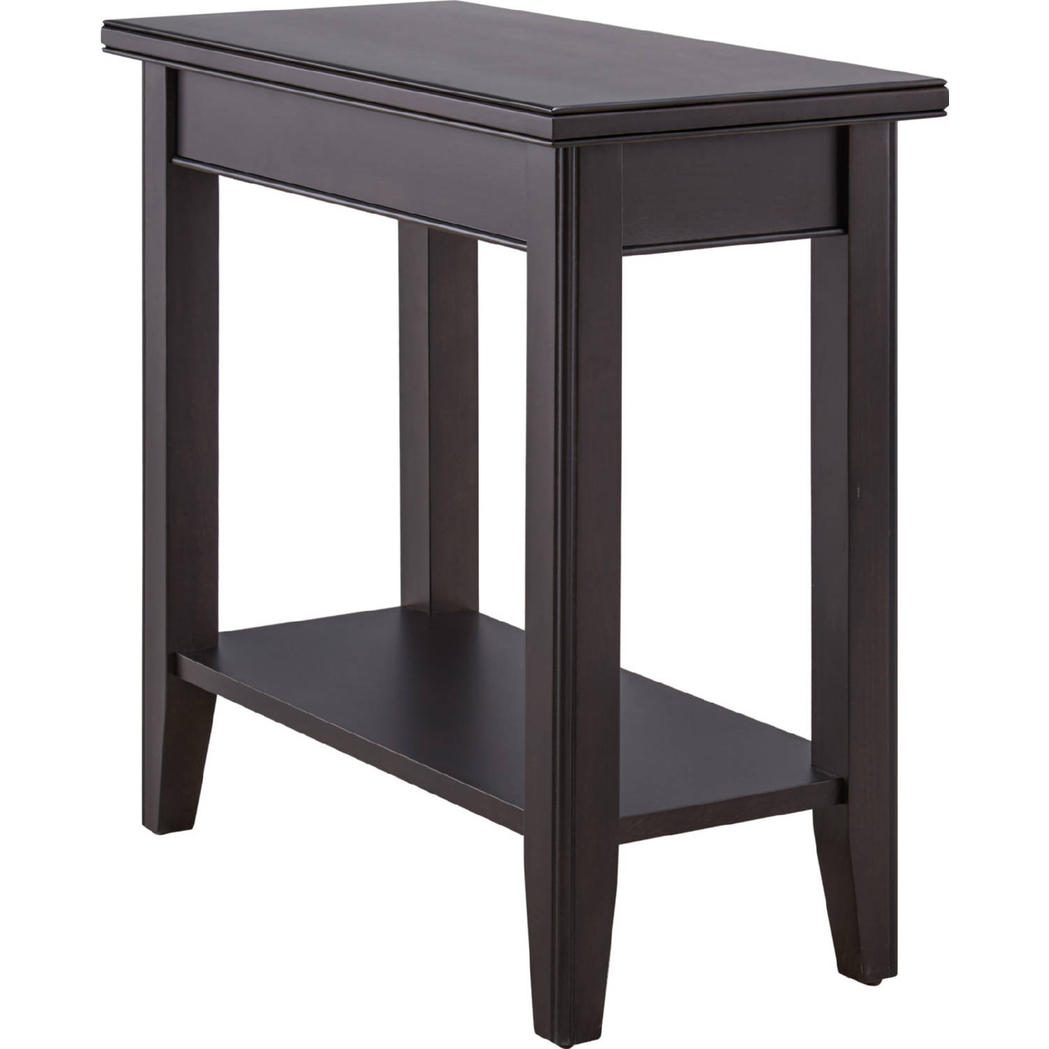 Leick Home 10505-BK Laurent Narrow End Table with Shelf in Black Wood