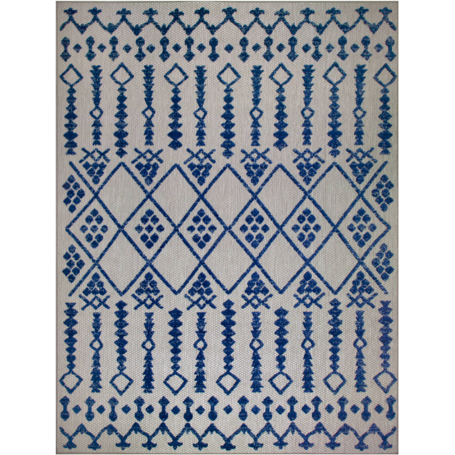 Leick Home 594994 Cusp Moroccan Pattern Indoor Outdoor Area Rug Rectangle 7'10" x 10' in Gray & Blue