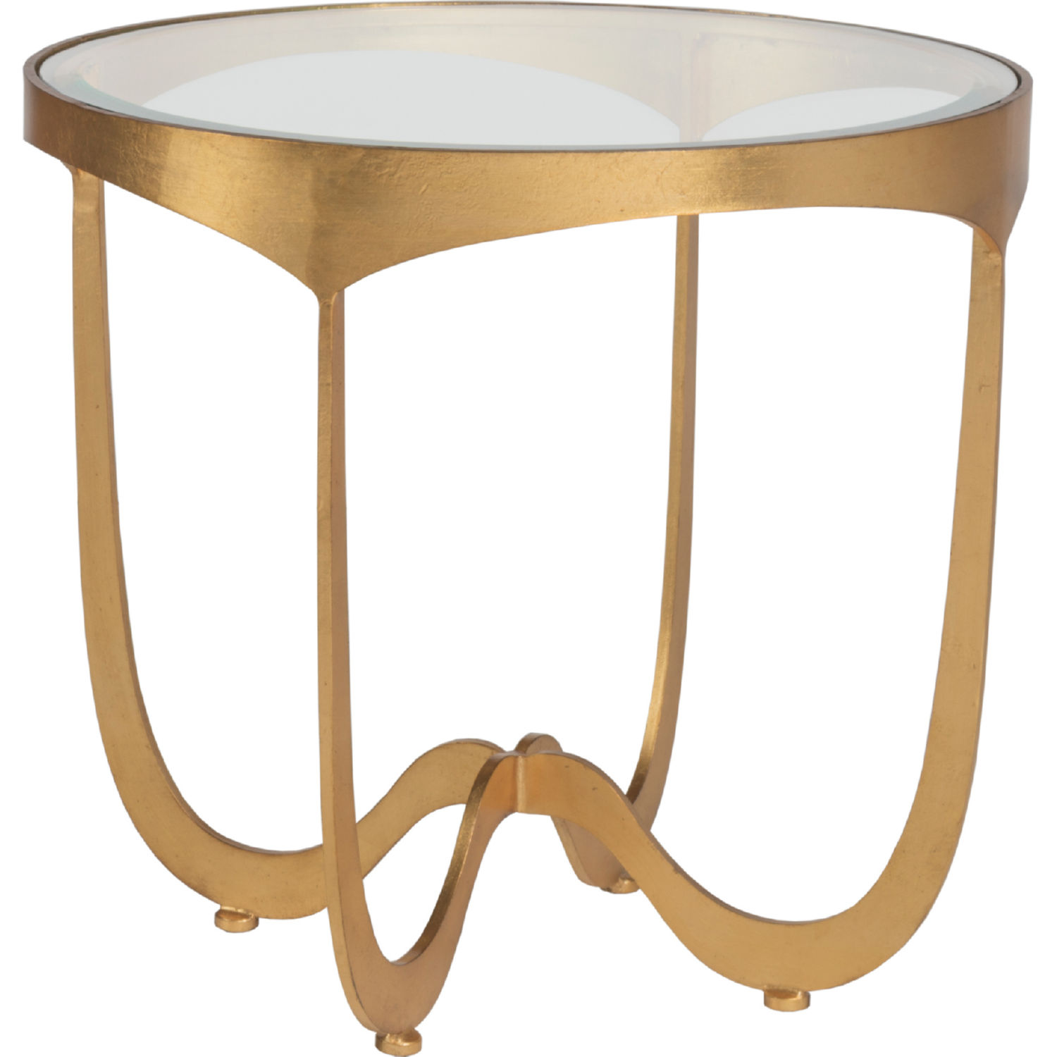Artistica 01-2232-953-48 Sophie Round End Table in Gold Leaf Metal & Glass