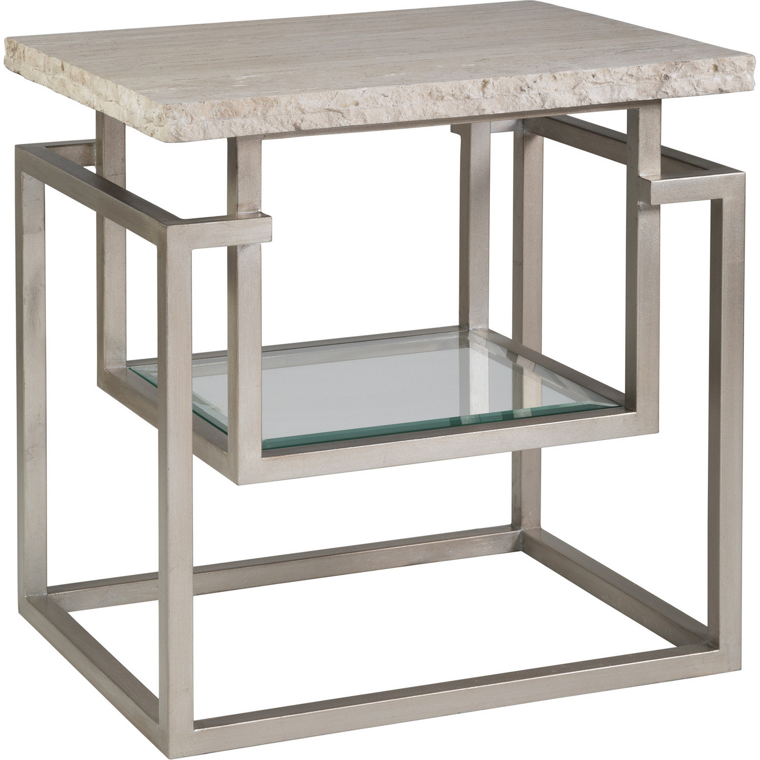 Artistica Home 2286-955 Theo End Side Table in Chipped Edge White Vein ...