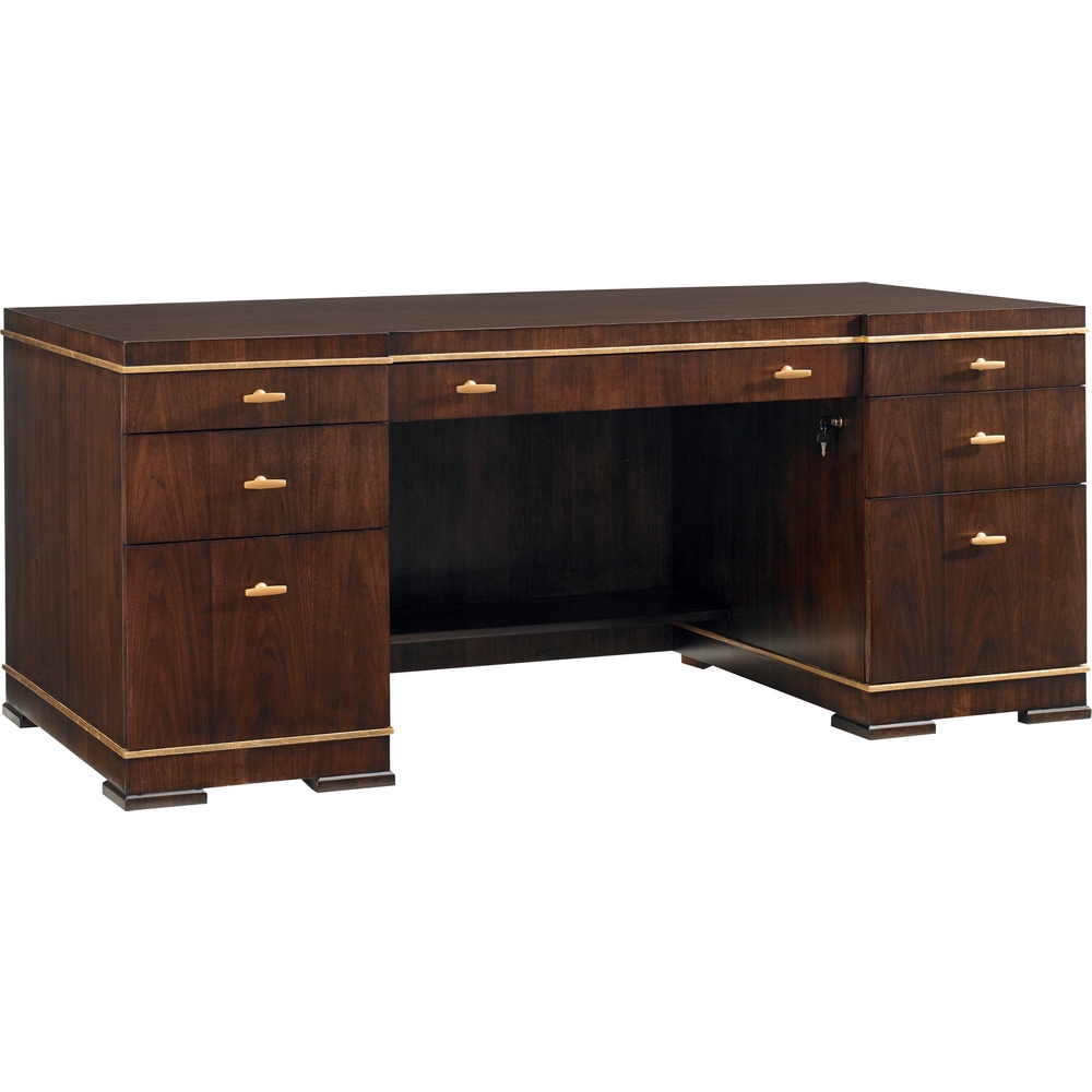 Sligh 307HW-400 Paramount Executive Desk in Walnut with Gold Accents