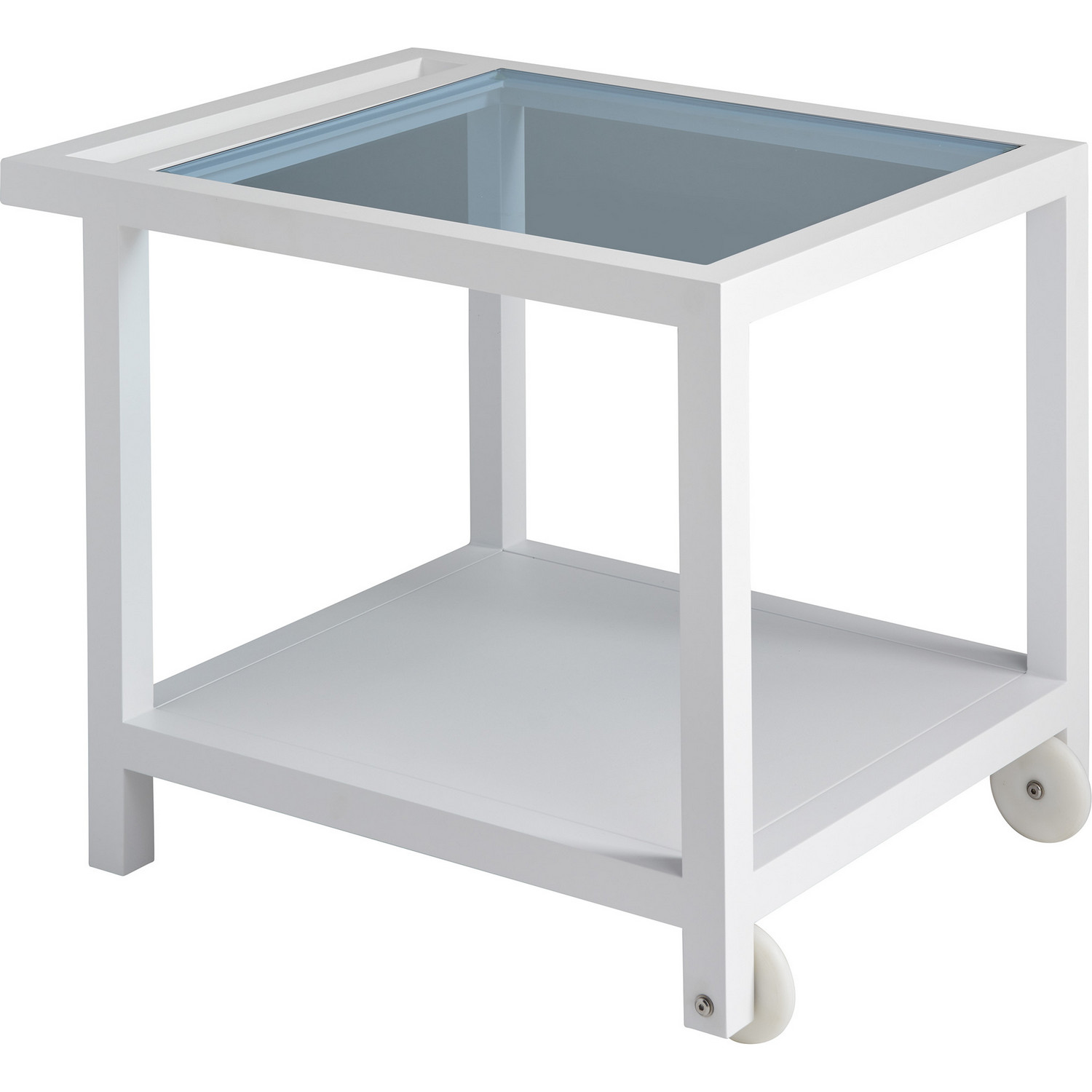 Tommy Bahama 3460-955 Serving End Table in Pearl White & Blue Glass