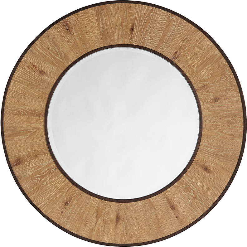 Tommy Bahama Home 566-201 Carins Round Mirror in Aged Bronze & Oak