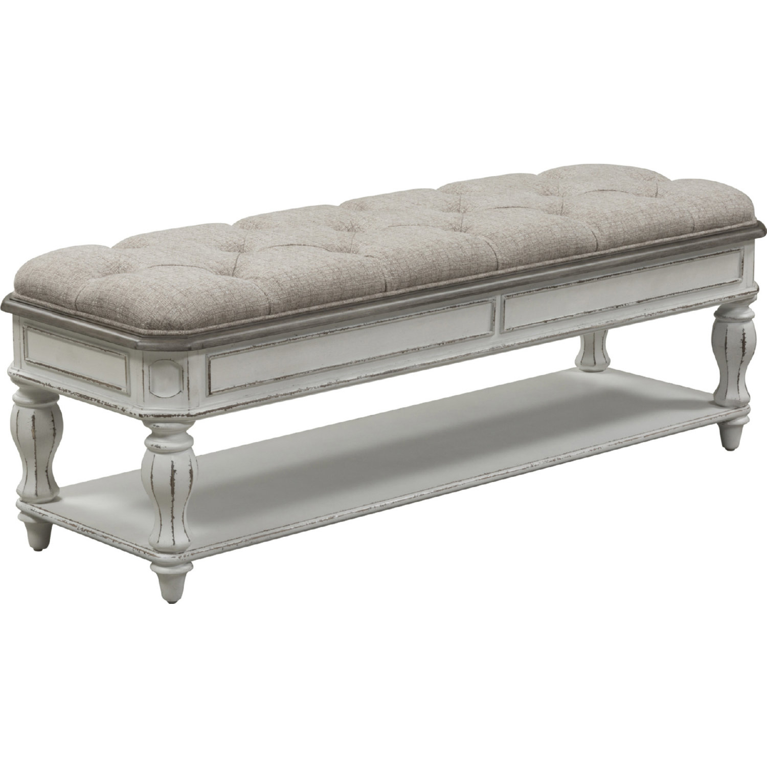 Liberty 244-BR47 Magnolia Manor Bench in Ivory Chenille & Antique White