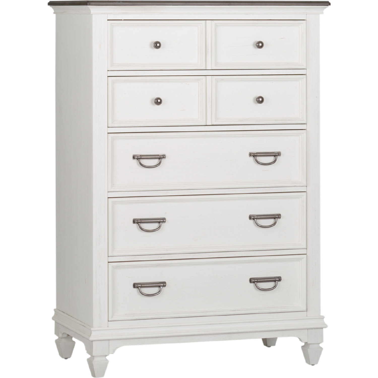 Liberty 417-BR41 Allyson Park 5 Drawer Chest in Brushed White & Charcoal Gray