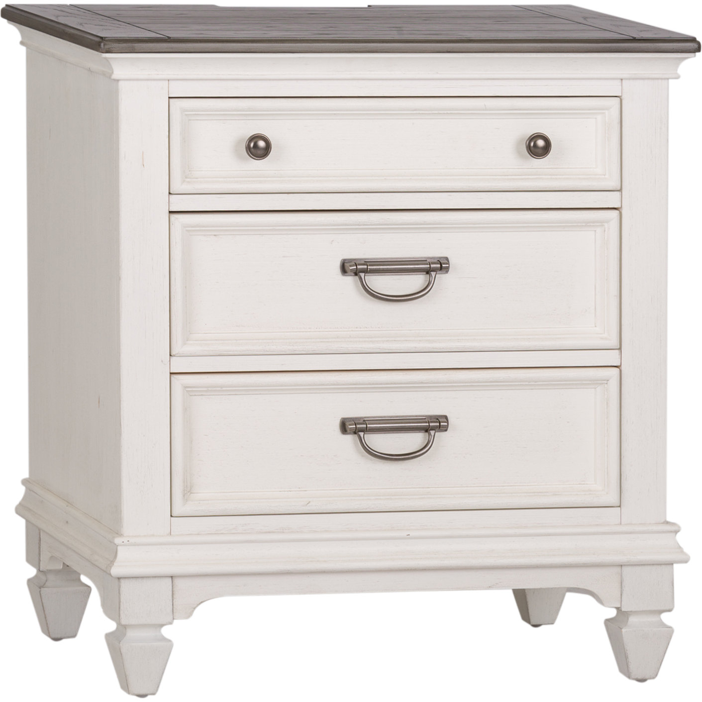 Liberty 417-BR61 Allyson Park Nightstand with Charging in Brushed White & Charcoal Gray