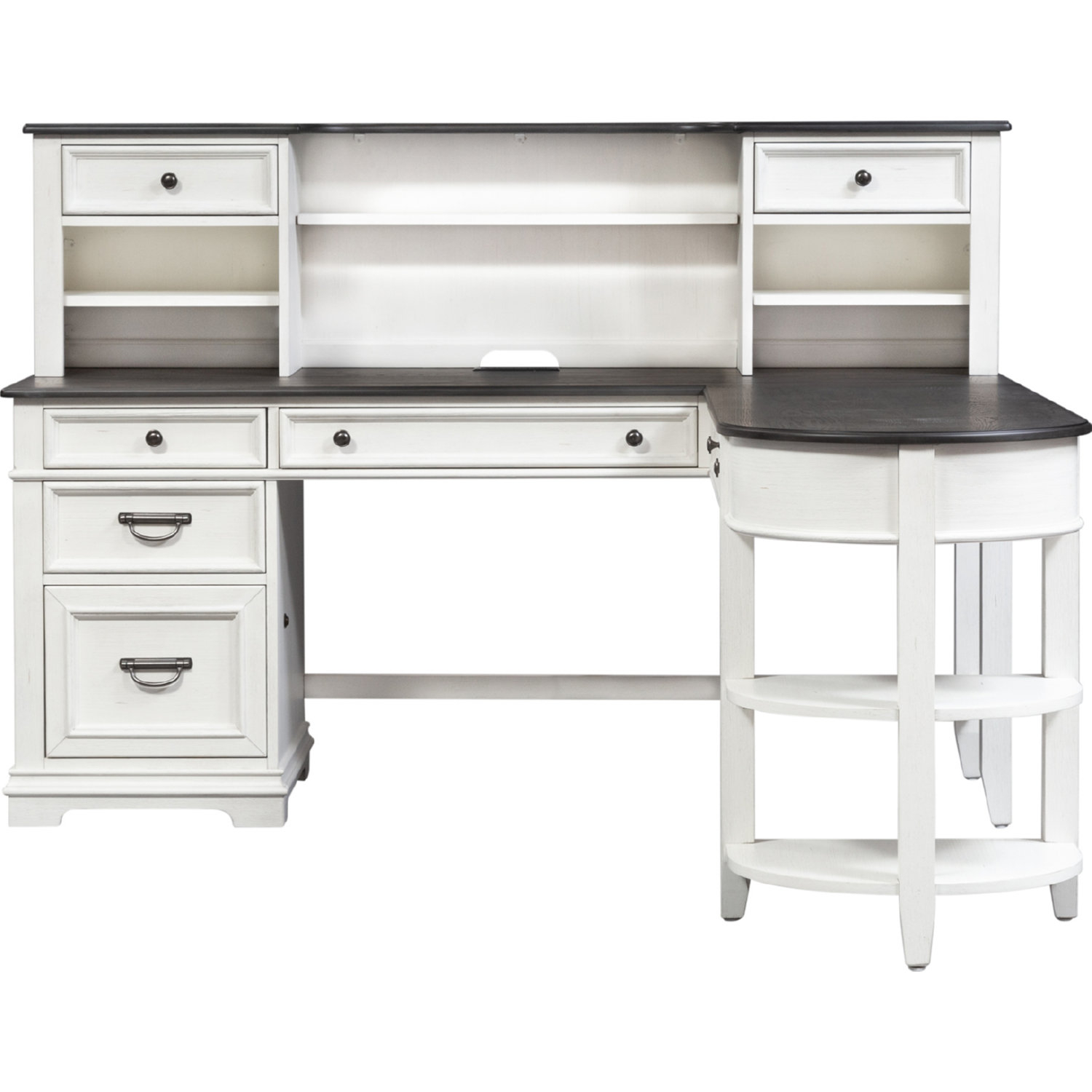 Liberty 417-HOJ-LSD Allyson Park L Shaped Desk Set in White & Charcoal Gray