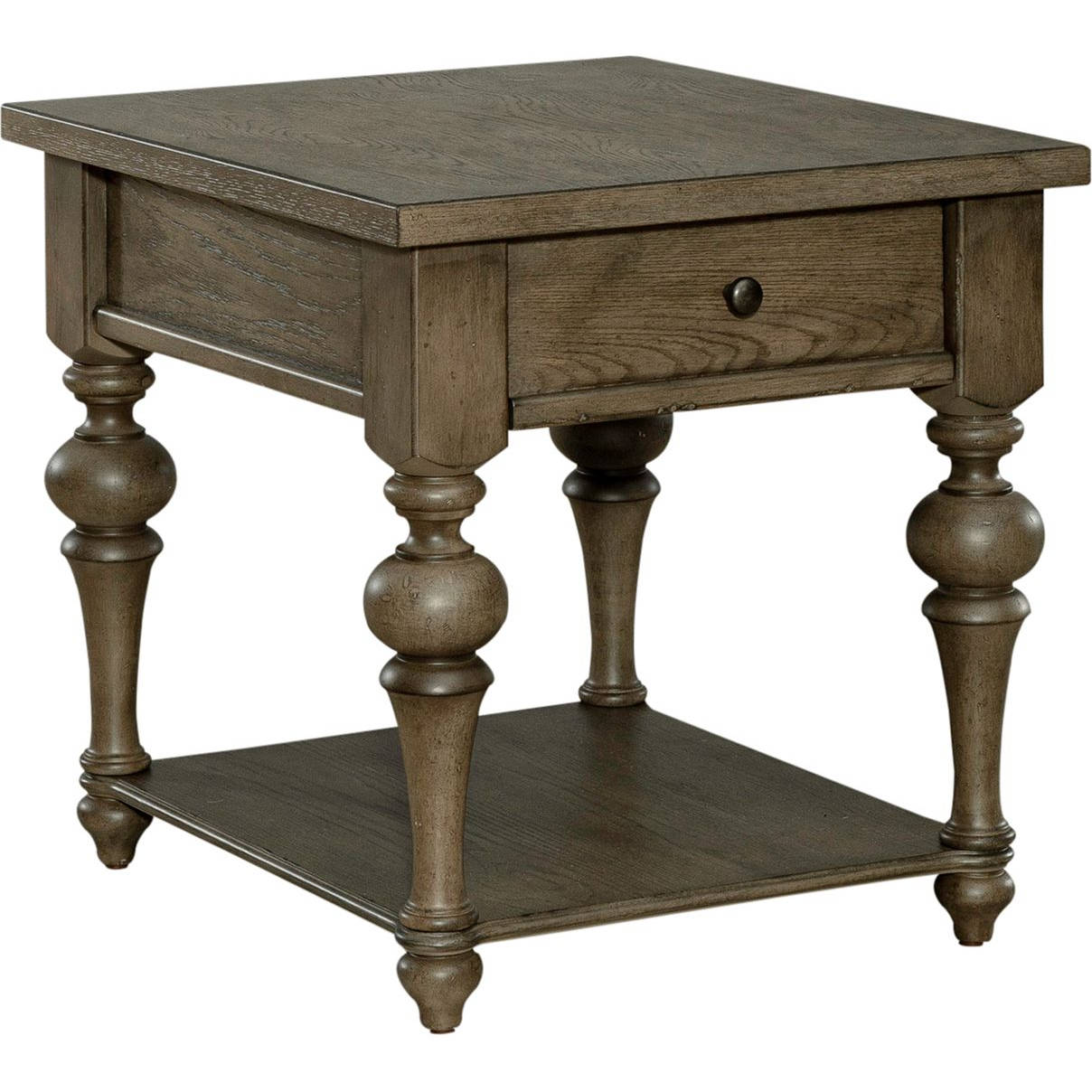 Liberty 615-OT1020 Americana Farmhouse Drawer End Table in Dusty Taupe Finish Wood