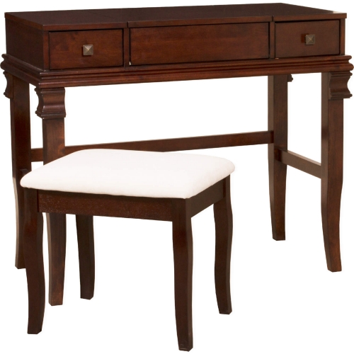 Linon 98373WAL-01-KD-U Angela Bedroom Vanity Set in Walnut Finish Wood ...