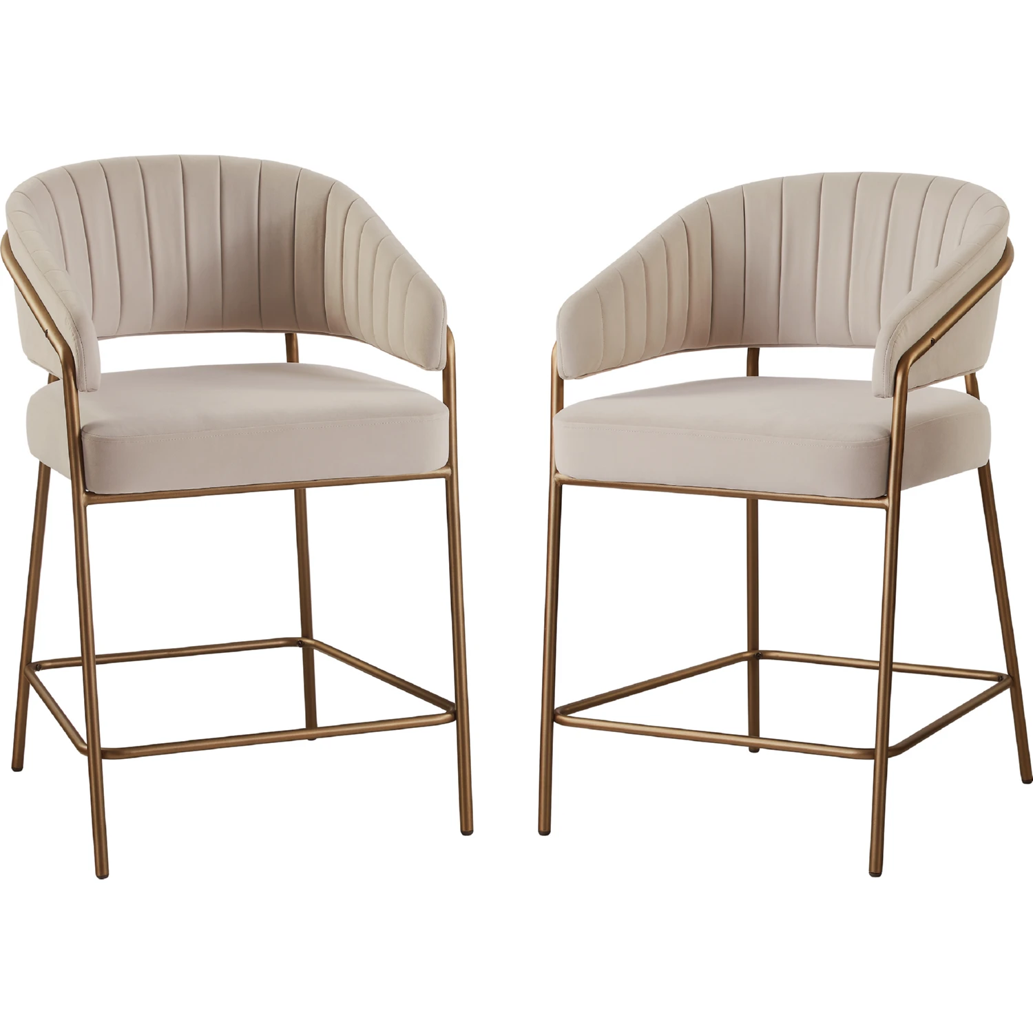 Linon CS336BEIGE02U Prestwick Counter Stool in Bronze & Channel Tufted ...