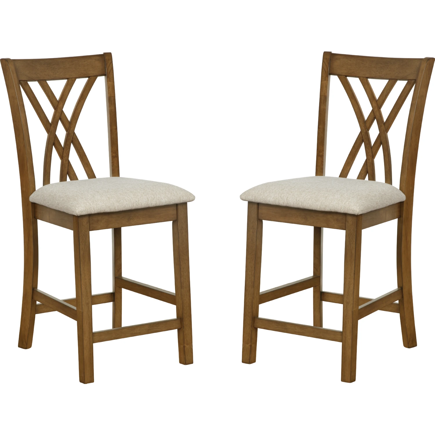 Linon D1092D23CSB Maggie Counter Stool in Brown Wood & Sand Fabric (Set ...