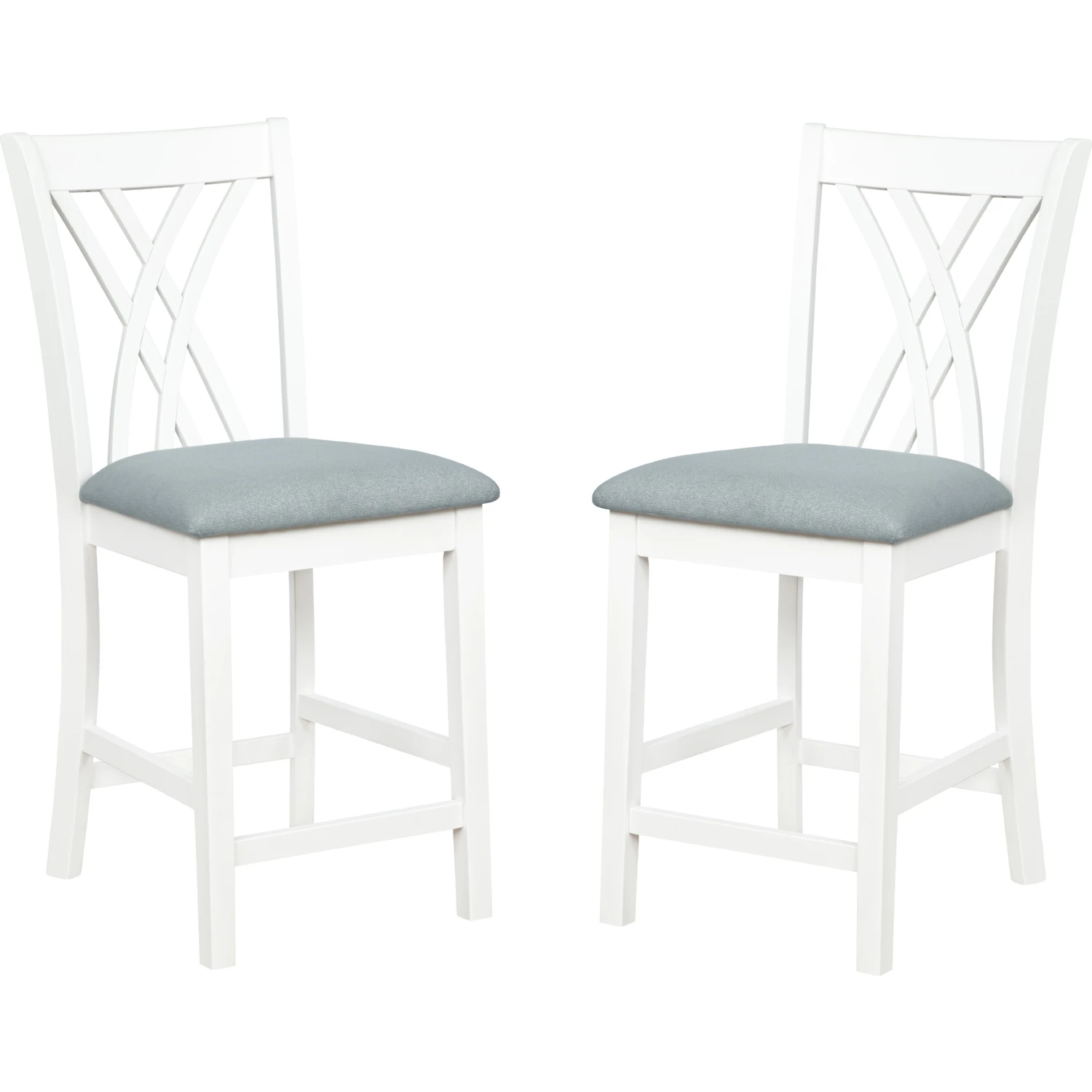 Linon D1092D23CSW Maggie Counter Stool in White Wood & Grey Fabric (Set ...