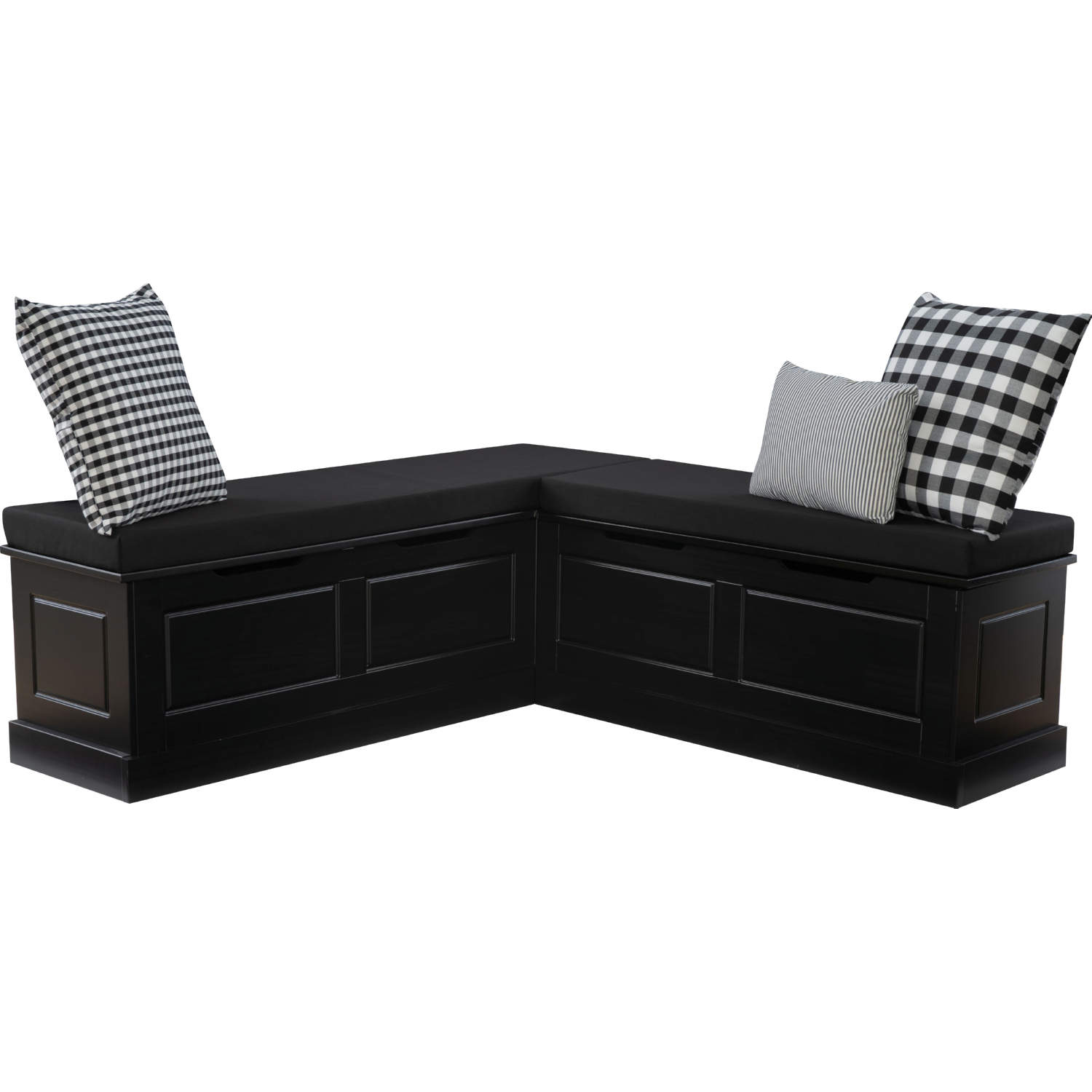 Linon KNK169BLKBLKSET Tobin Backless Dining Nook in Black Finish Wood ...