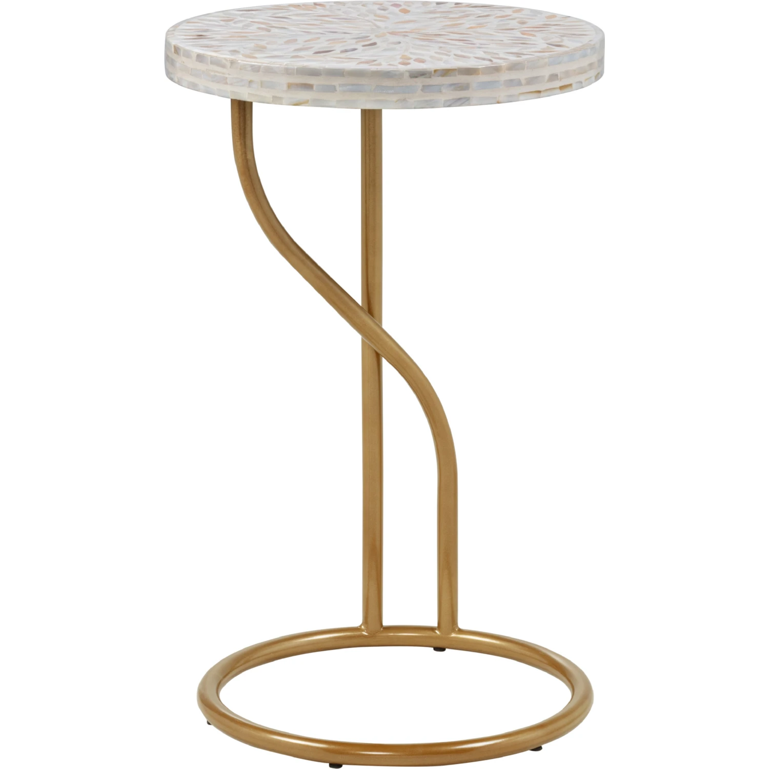 Linon PR324CRM01U Padget Round Side Table in Gold Finish Metal & Cream ...