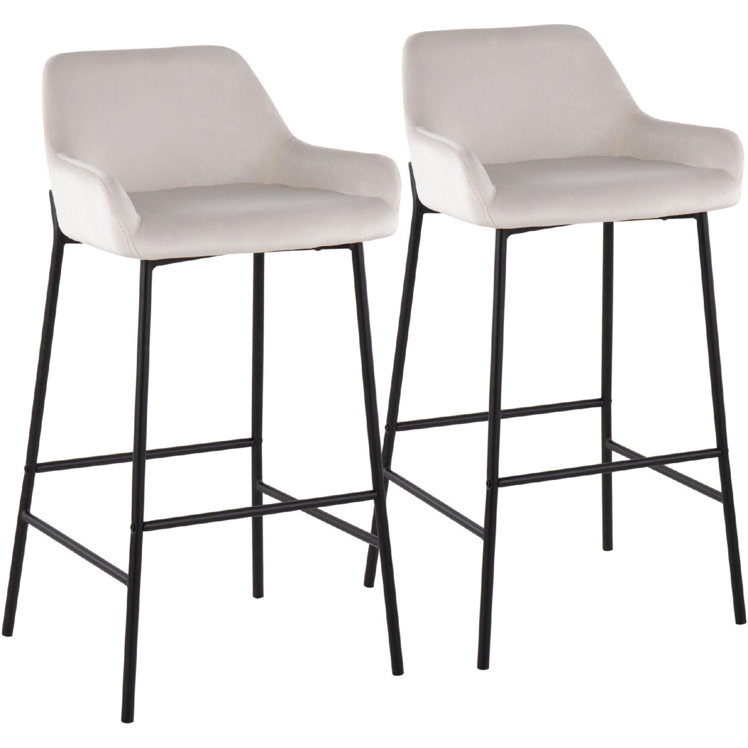 Lumisource B30-DNLA2 BKVW2 Daniella 30" Bar Stool in White Velvet ...