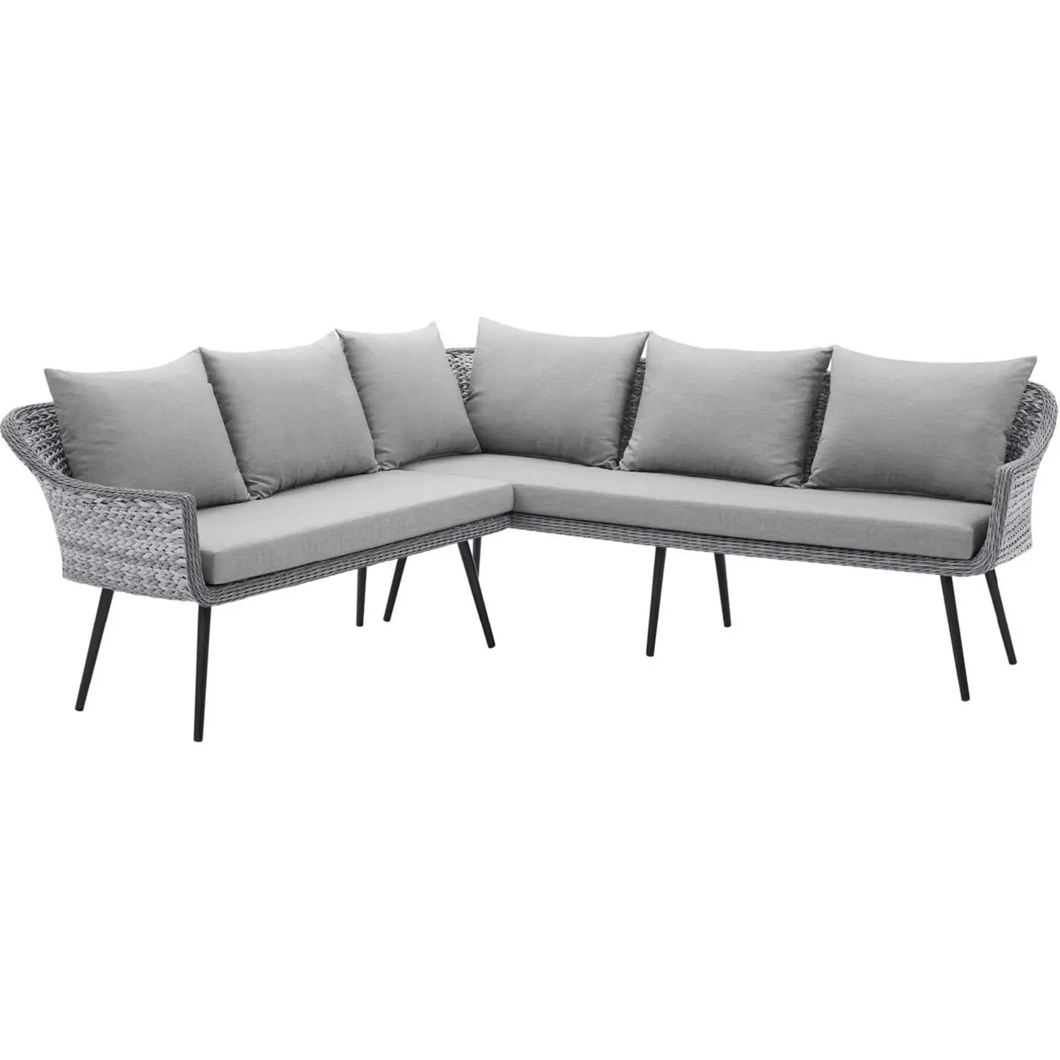 Modway EEI-4658-GRY-GRY Endeavor Outdoor Sectional Sofa in Gray Fabric ...