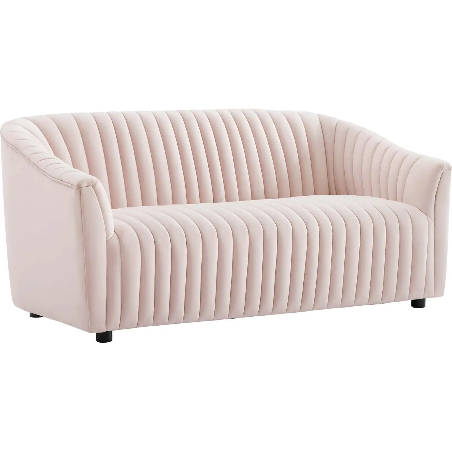 Modway EEI-5054-PNK Announce Loveseat in Channel Tufted Pink Velvet