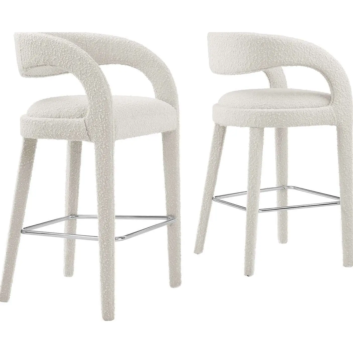 Modway EEI-6568-IVO-SLV Pinnacle Bar Stool in Ivory Boucle Fabric ...