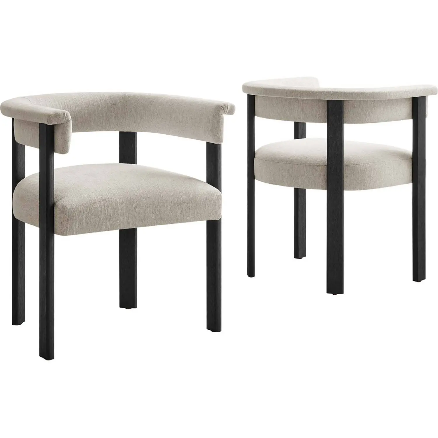 Modway EEI-6776-HEI-BLK Imogen Barrel Dining Chair in Heathered Ivory ...