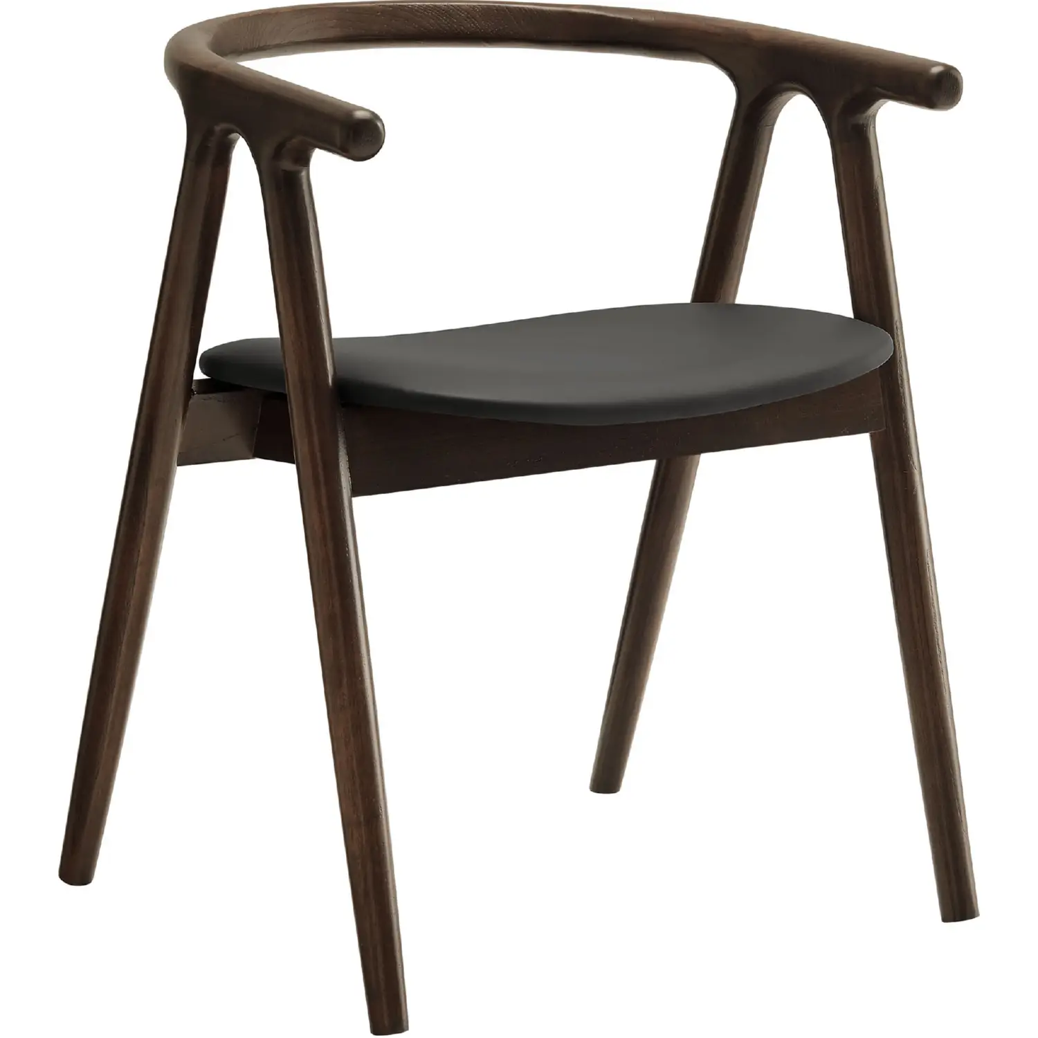Modway EEI-7291-BLK Henry Dining Chair in Black Vegan Leather & Wood