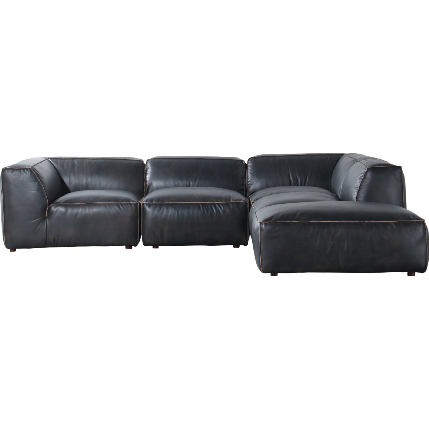 Black Leather Modular Sectional Sofa | Baci Living Room