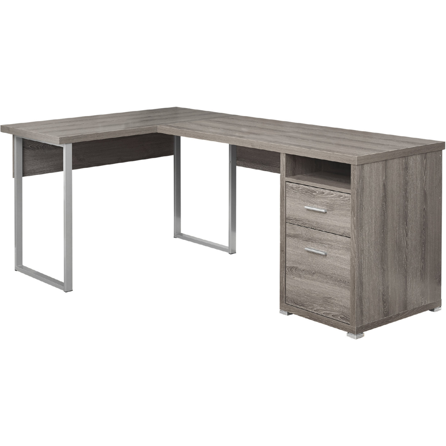 Monarch I-7255 80" Computer Desk in Dark Taupe (Left or Right Facing)