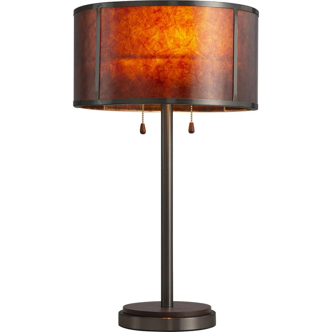 Nova 107722 Layers Table Lamp in Amber Mica, Wood, Metal & Linen