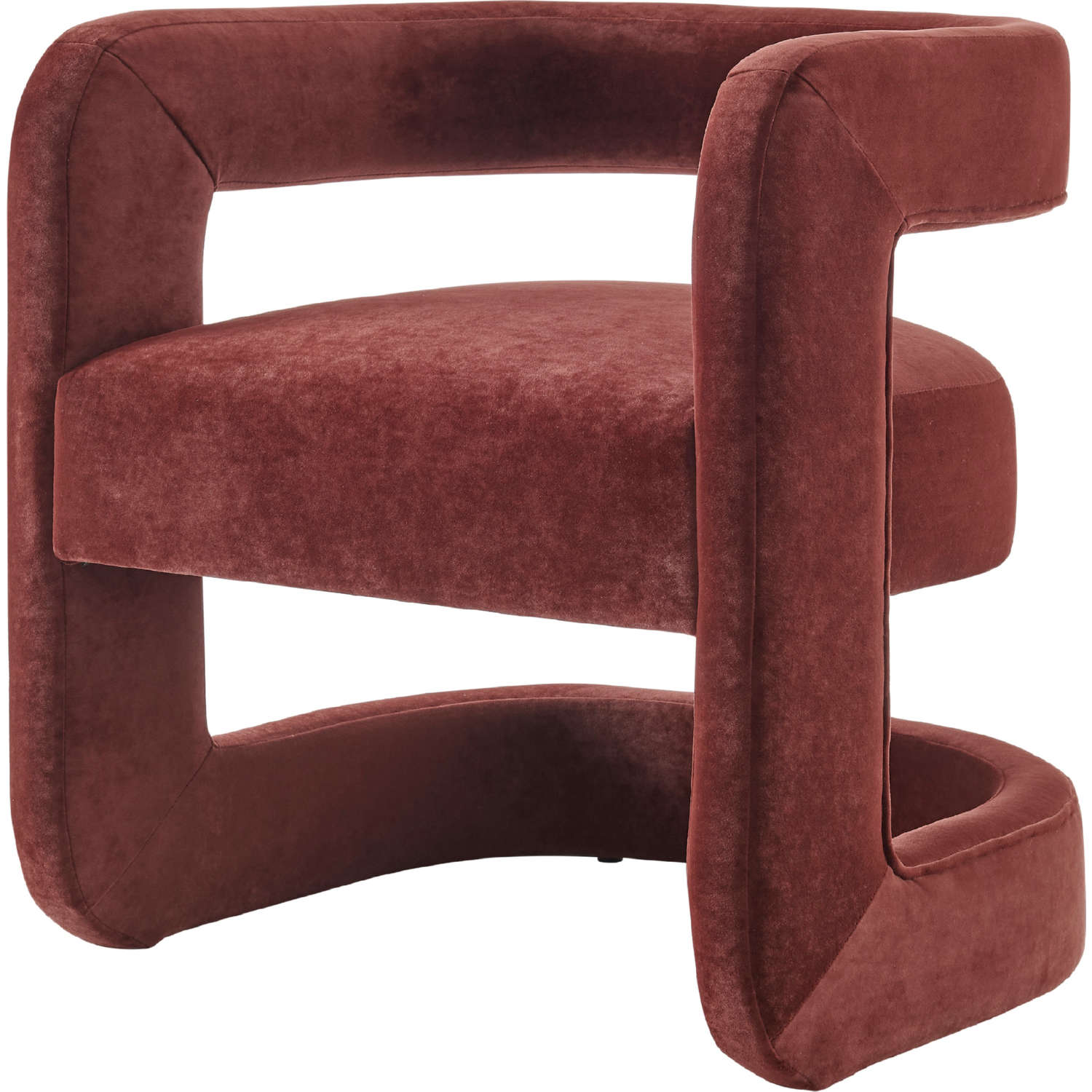NPD 1250059-618 Althea Accent Arm Chair in Maroon Red Velvet
