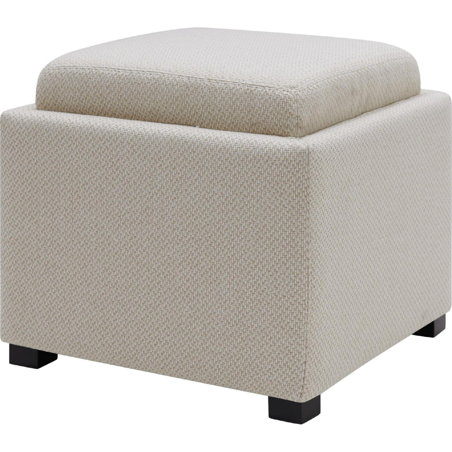 NPD 1900163-276 Cameron Square Storage Ottoman with Tray in Cream Fabric
