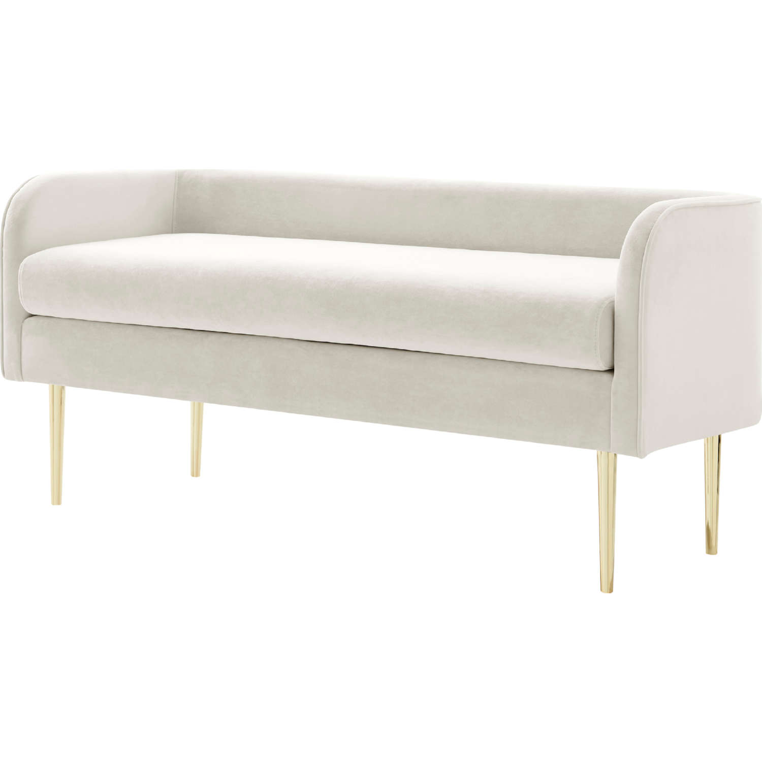 NPD 1900201-623 Marsha Storage Bench in Beige Velvet & Gold