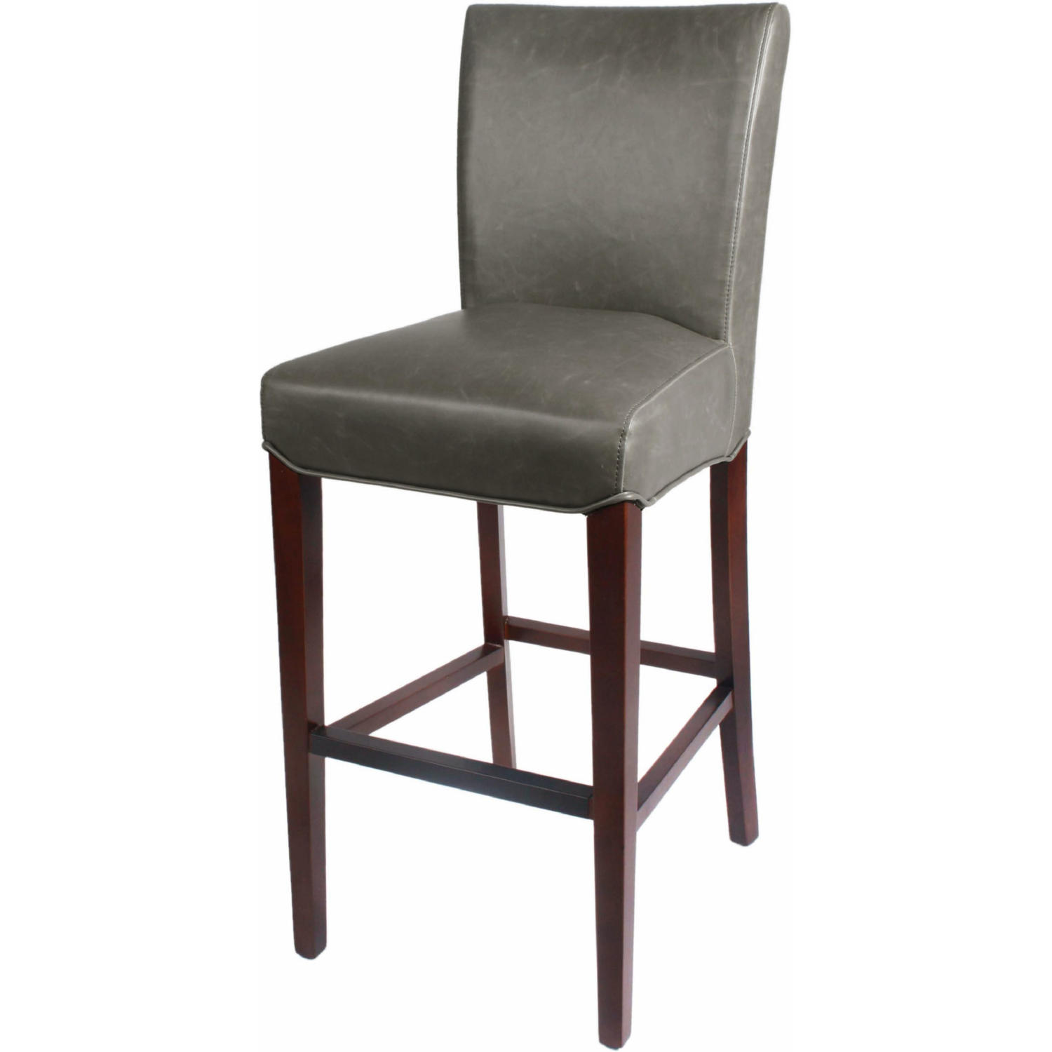 NPD 268530B-V04 Milton Bar Stool in Vintage Gray Bonded Leather on Wenge Finish Birch Legs